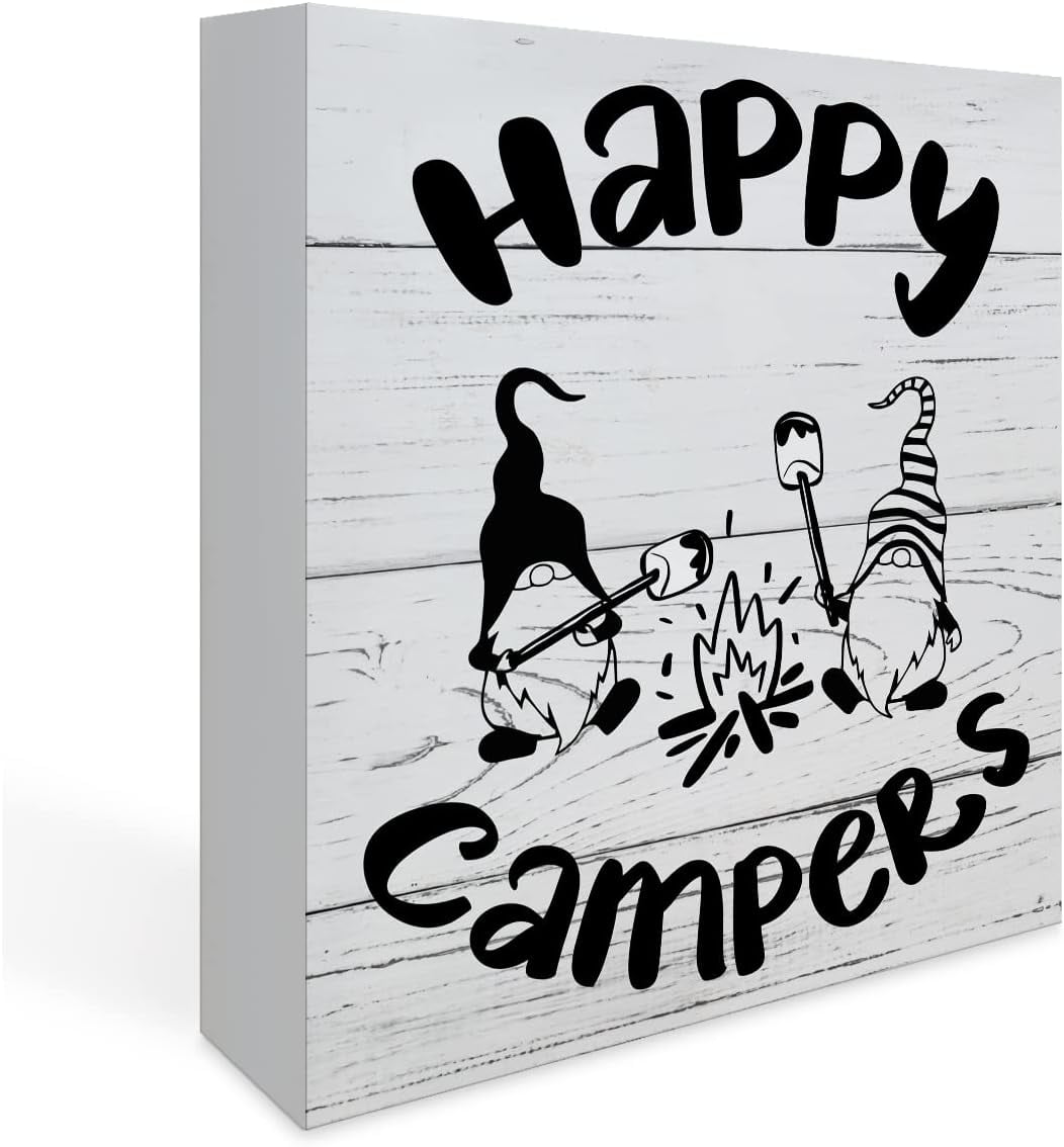 Rustic Camping Gnomes Wood Box Sign, Farmhouse Camping Artwork Decor ...