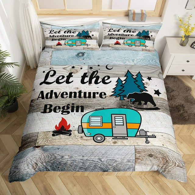 Rustic Camping Theme Bedding Set For Rv Bunks Queen, Country Farmhouse ...