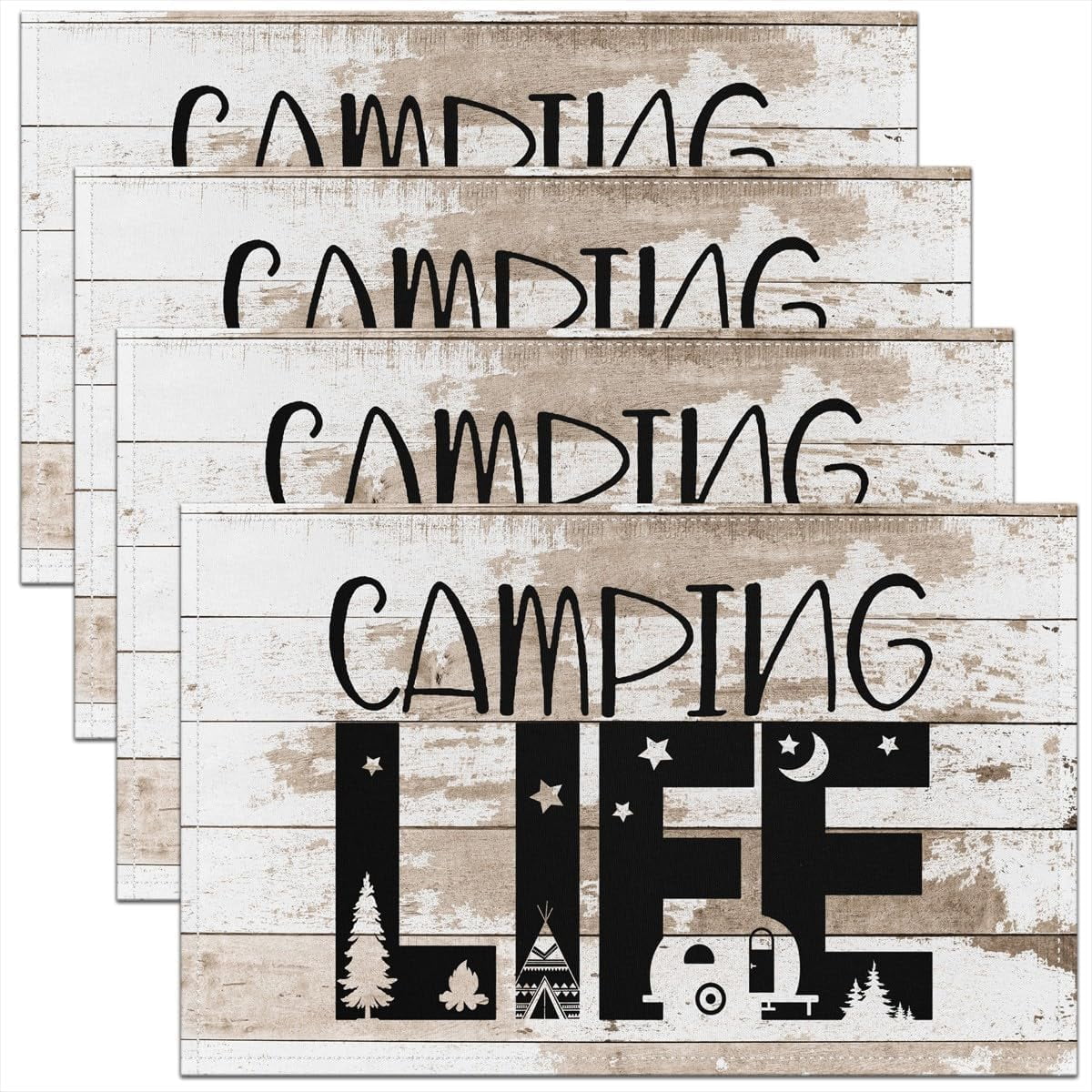 Rustic Camping Theme Placemats for Kitchen Dining Table, Farmhouse ...