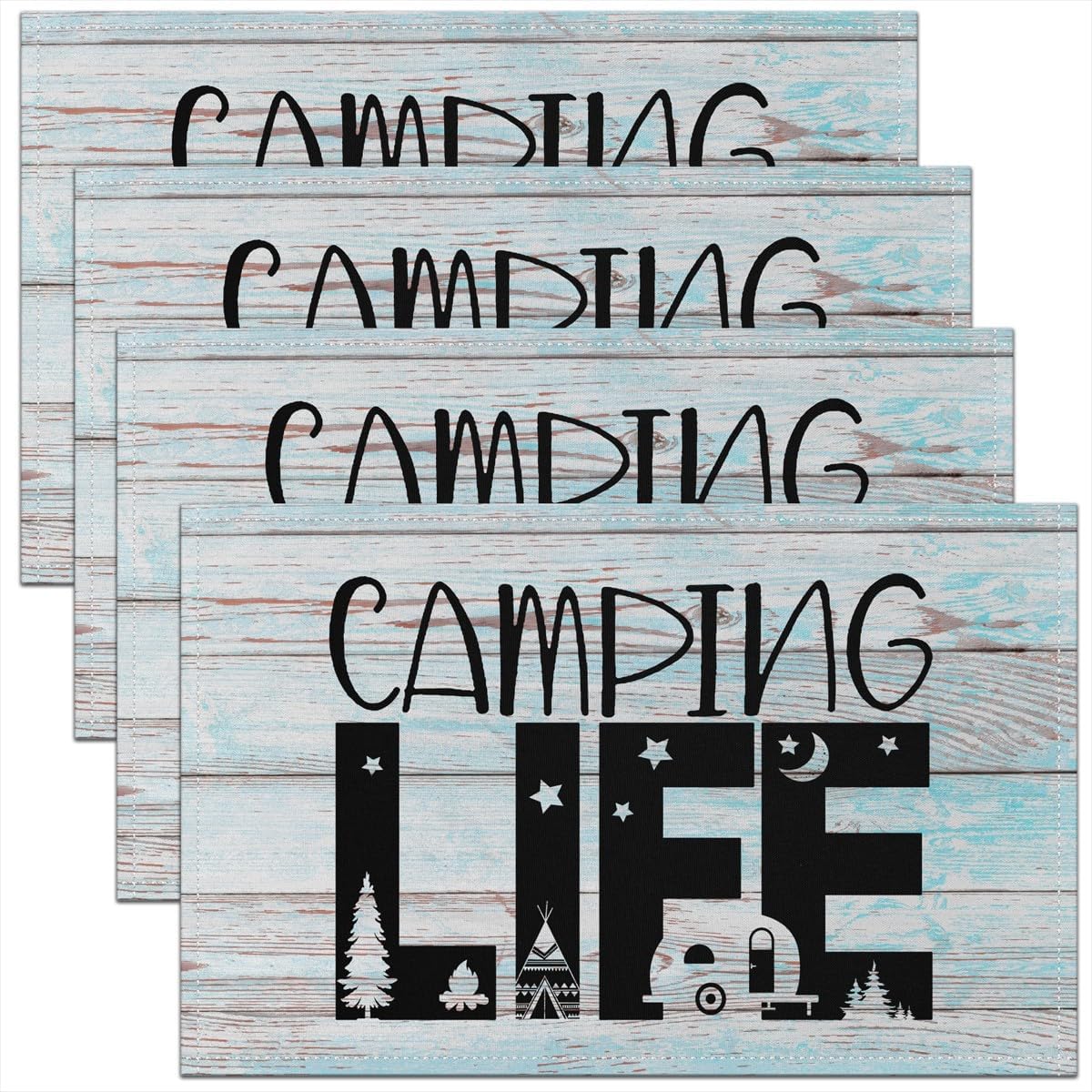 Rustic Camping Theme Placemats for Kitchen Dining Table, Farmhouse ...