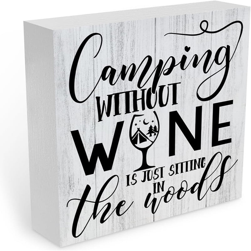 Rustic Camping Wine Wood Box Sign, Farmhouse Camping Artwork Decor ...