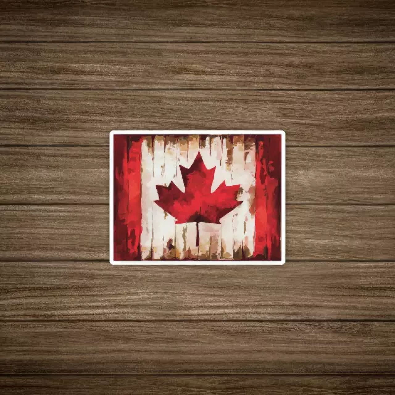 Rustic Canadian Flag Sticker - Weathered Wood Style Maple Leaf ...