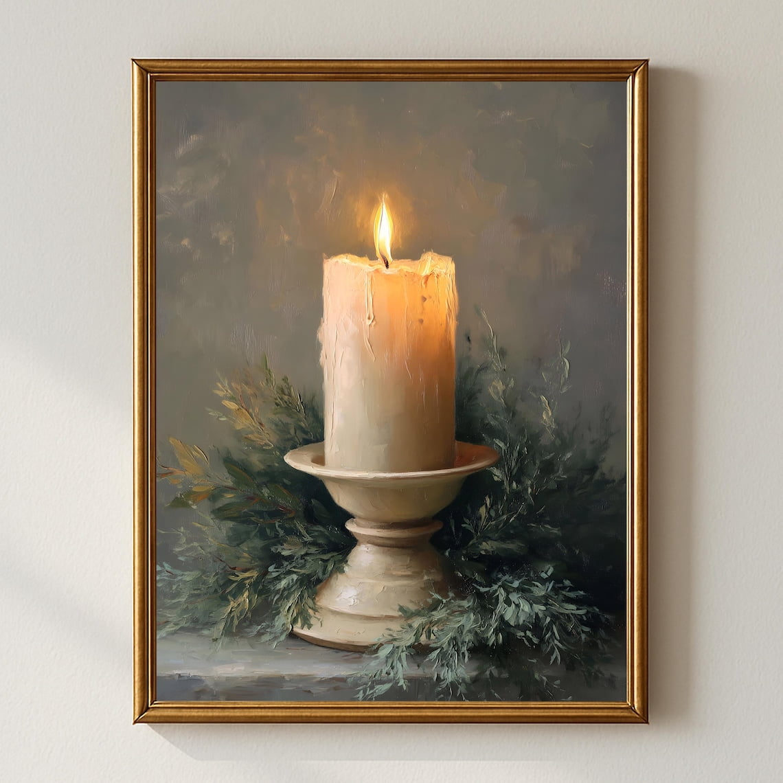 Rustic Candle Wall Art, Winter Winter Candlelight , Cozy Farmhouse ...