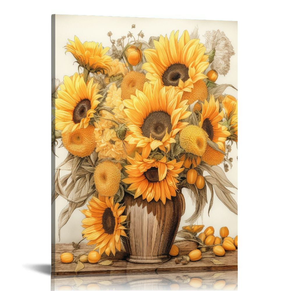 Rustic Canvas Wall Art Vase Floral Artwork Pictures Poster Canvas ...