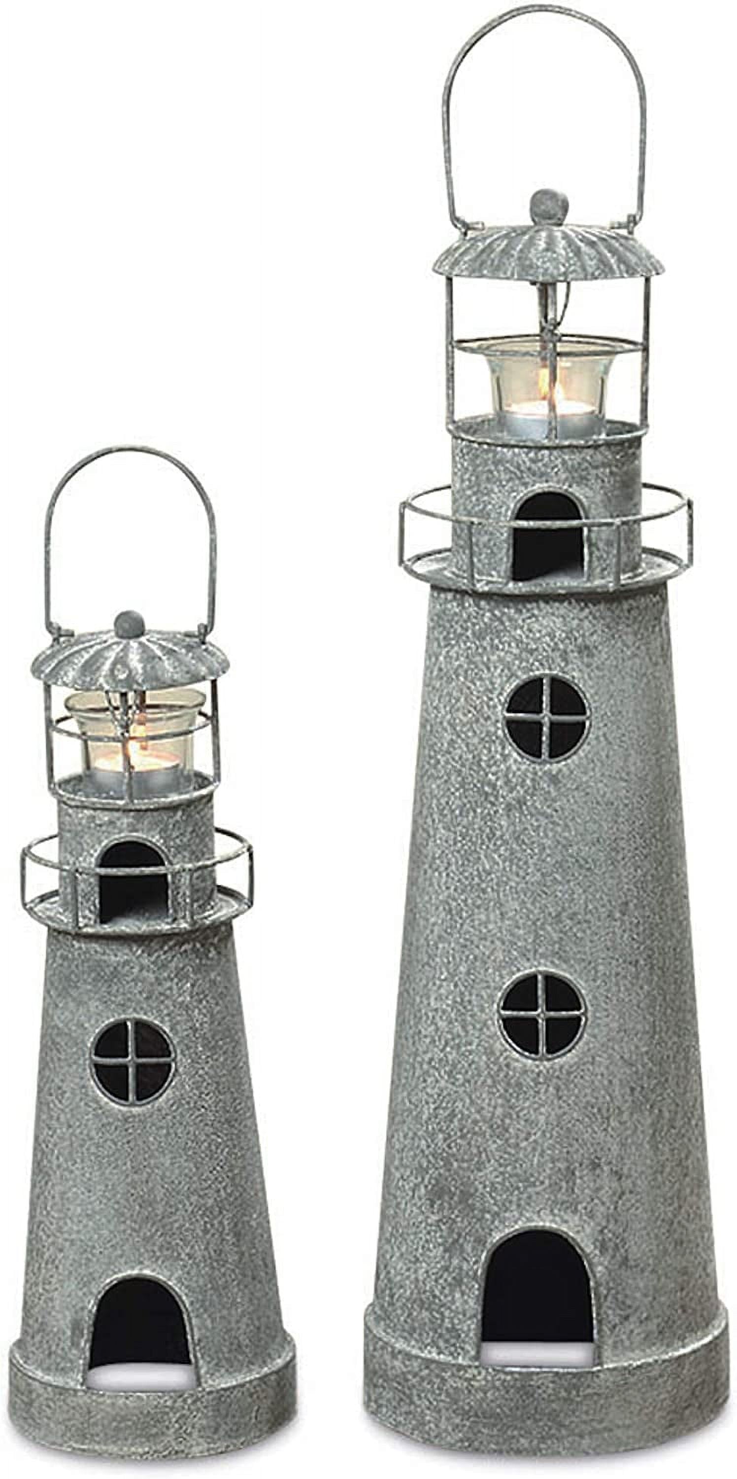 Rustic Cape Cod Style Americana Lighthouse Tea Light Holders, Set of 2 ...
