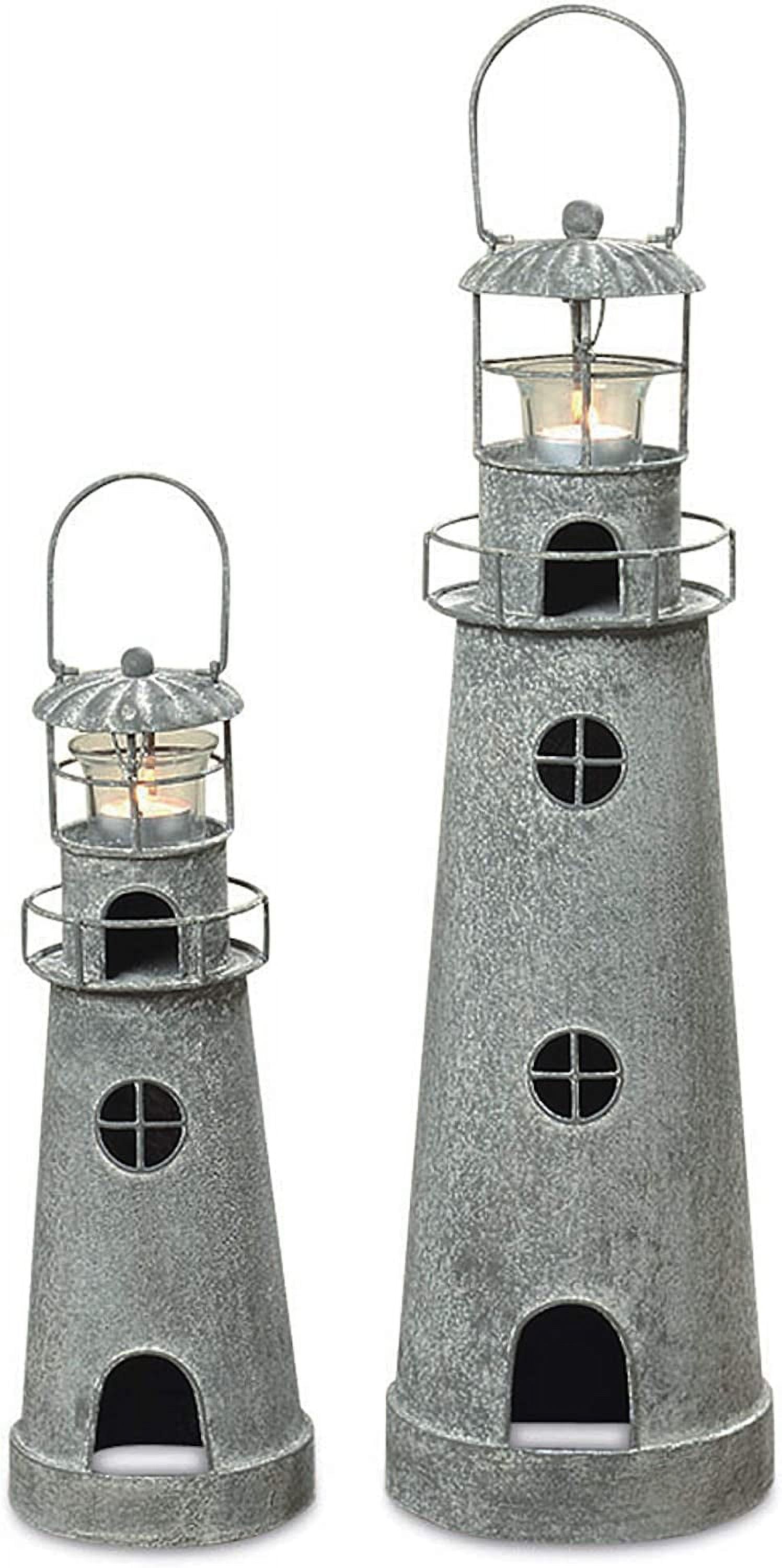Rustic Cape Cod Style Americana Lighthouse Tea Light Holders, Set of 2 ...