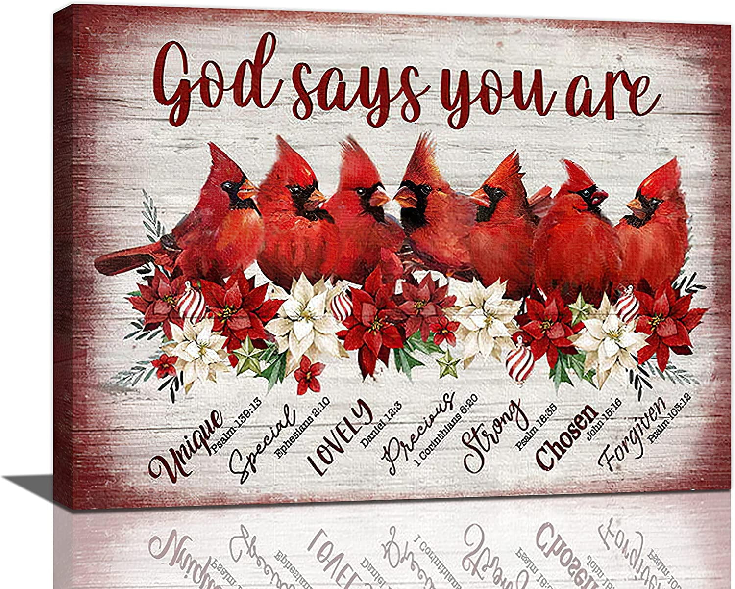 Rustic Cardinal Wall Art Red Bird Flower God Says You Are Wall Decor ...