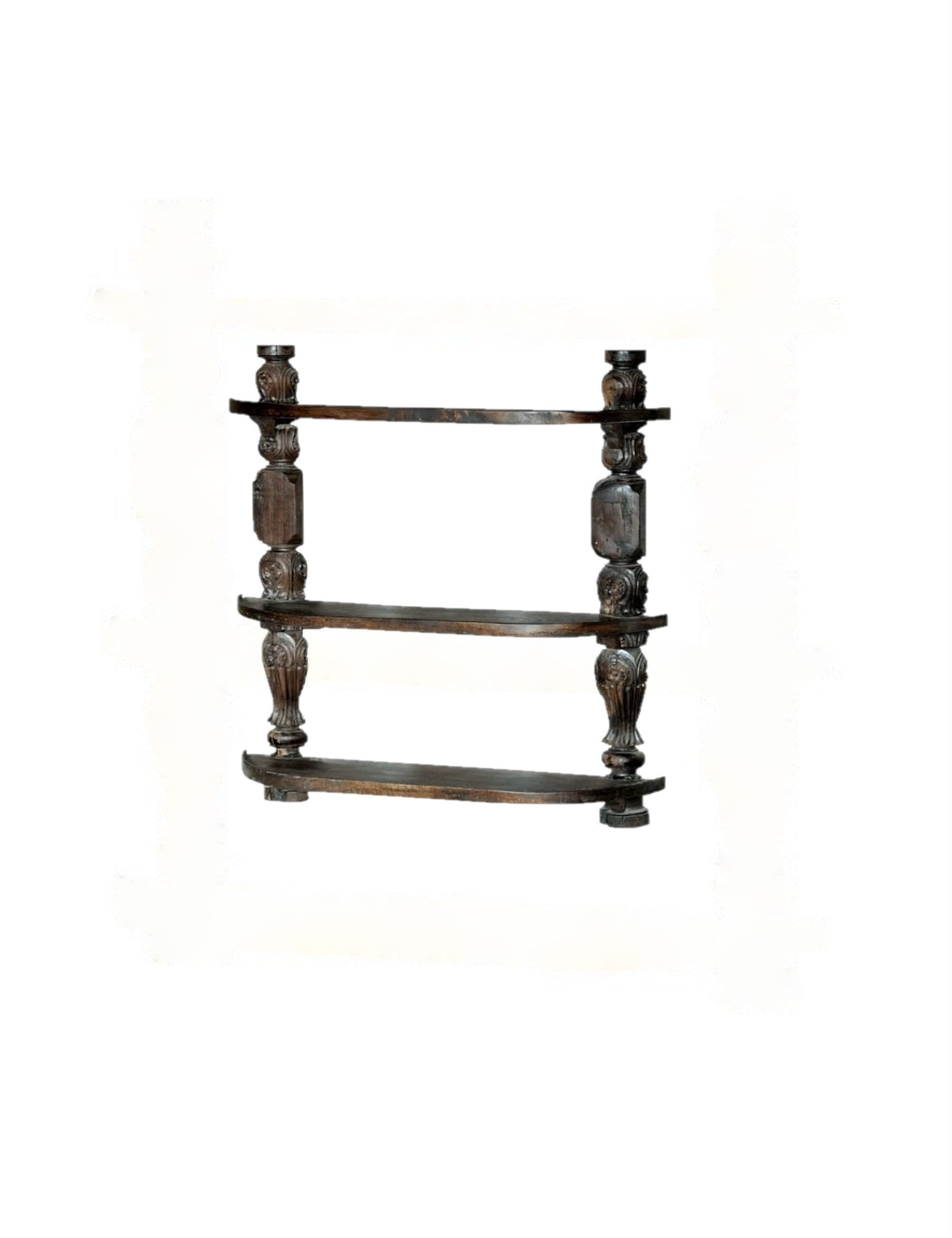Rustic Carved Wood Bedposts Repurposed Wall Shelf | Vintage Wall ...