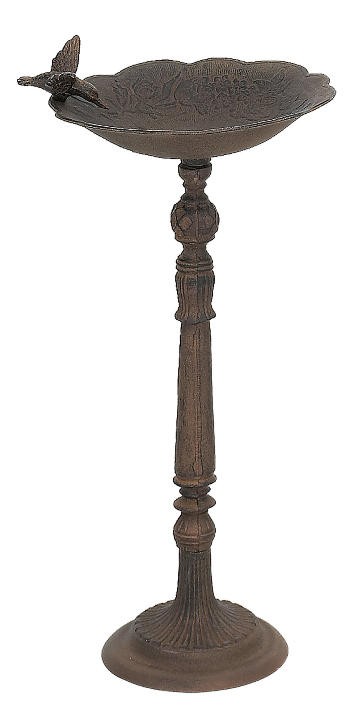 Rustic Cast Iron Hummingbird Perching On Flower Garden Bird Feeder Bath ...