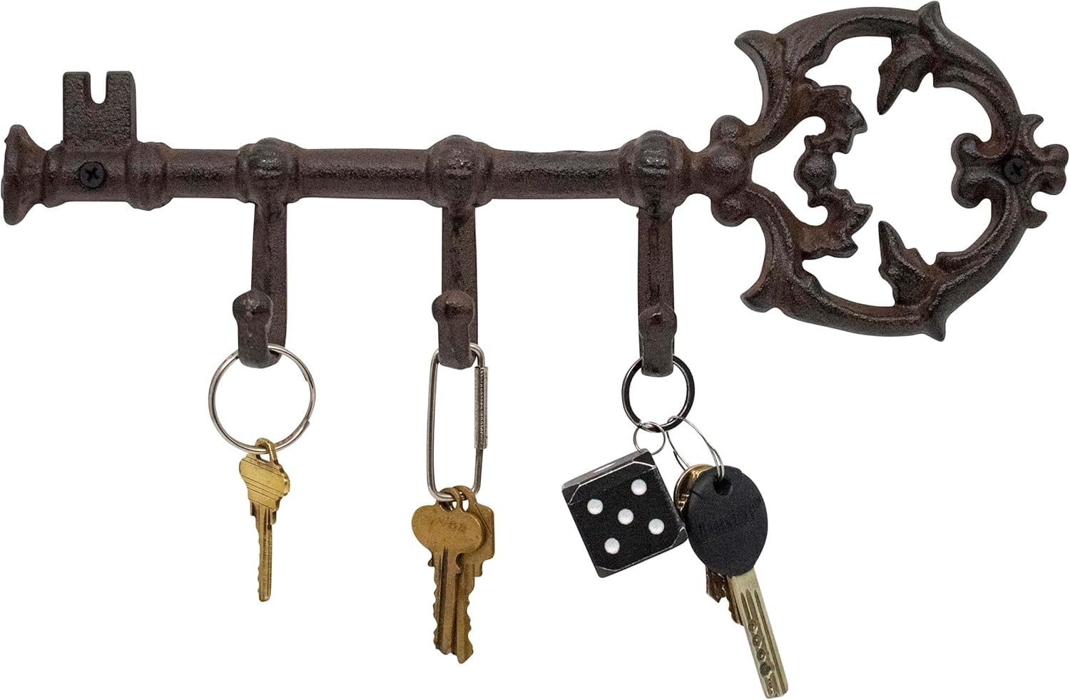Rustic Cast Iron Large Key-Shaped Holder With 3 Key Hooks for Wall ...