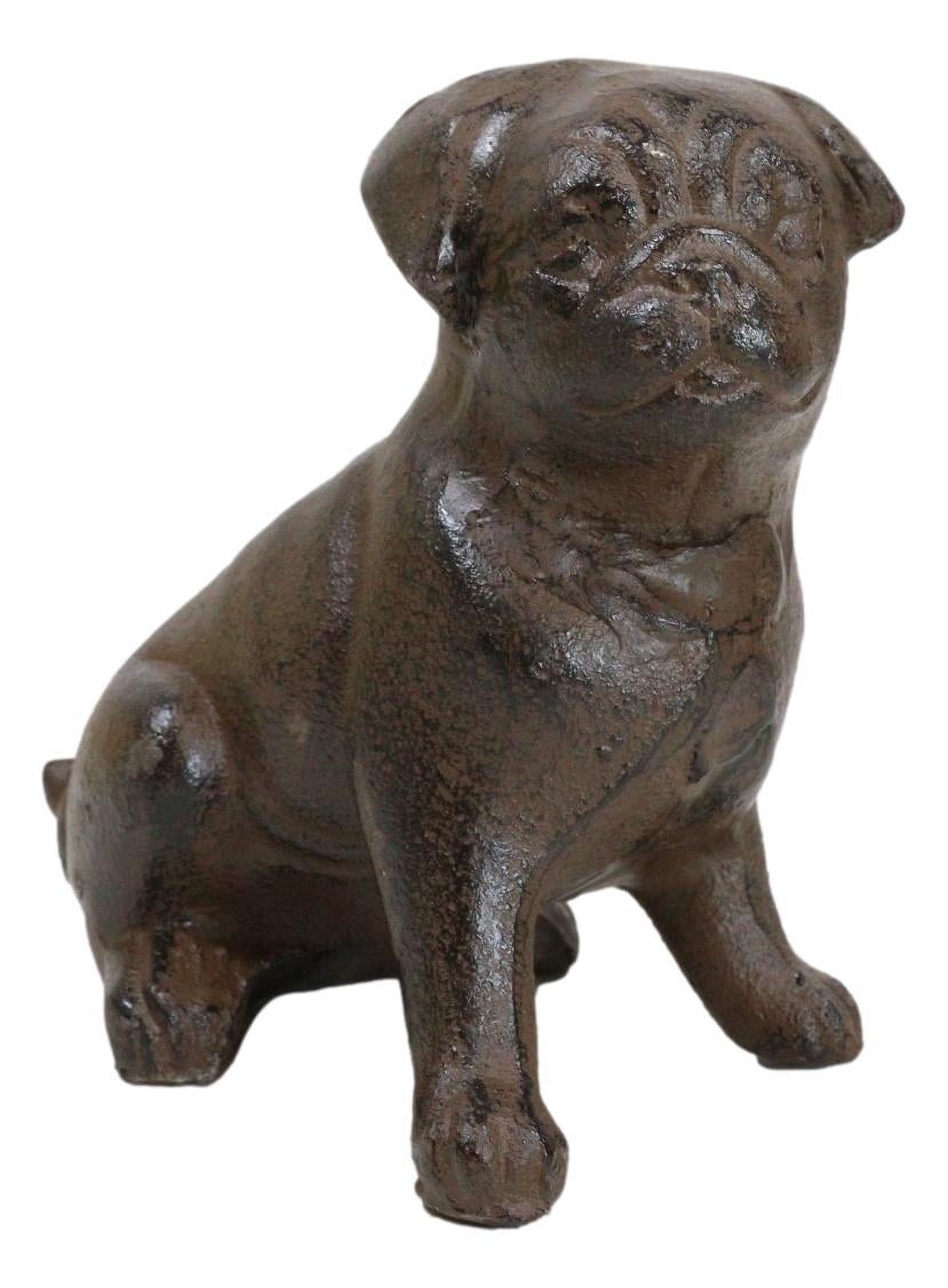 Rustic Cast Iron Metal Whimsical Fawn Pug Puppy Dog Sitting Figurine ...