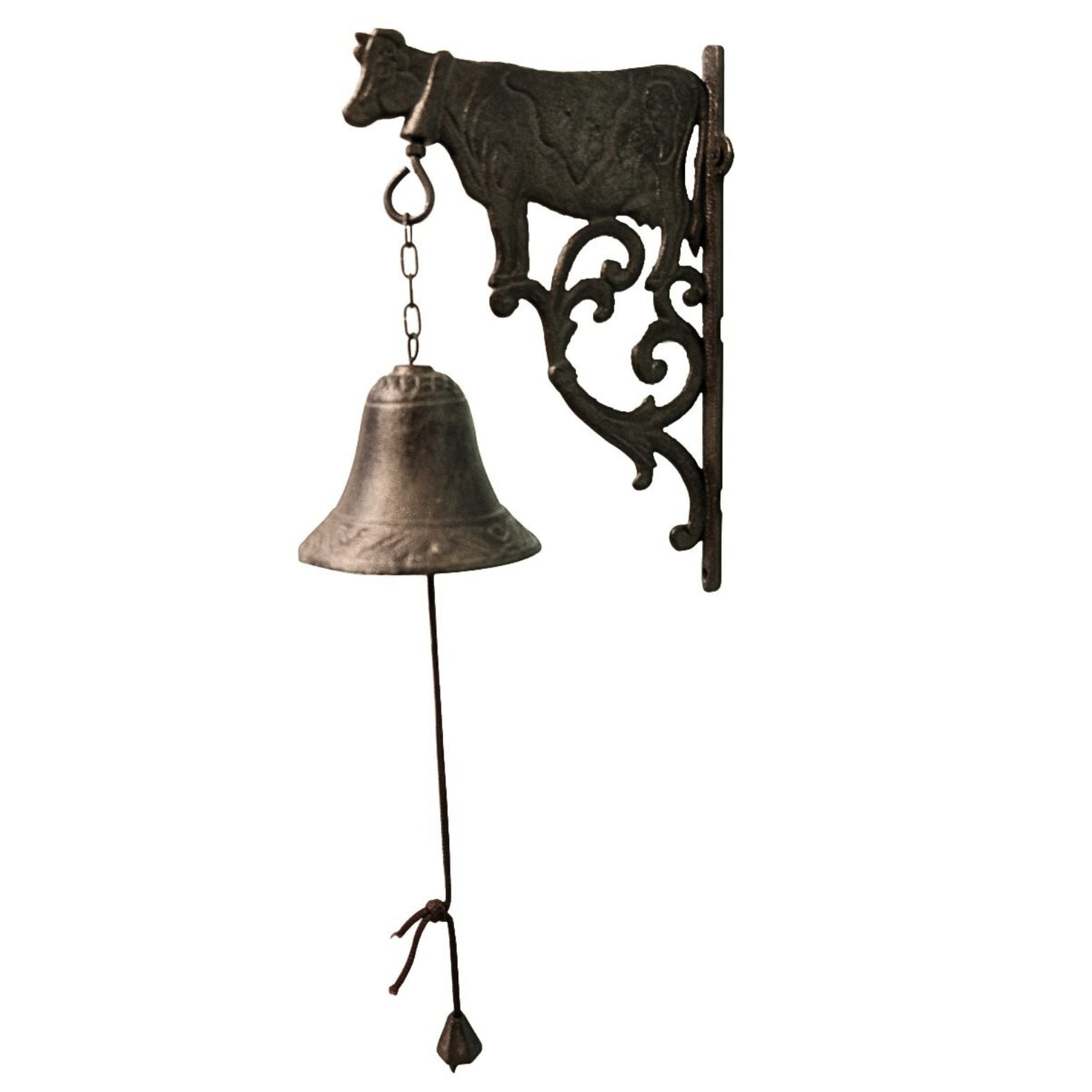 Rustic Cast Iron Wall Bell - Embossed Cow Design Farmhouse dÃƒÂ©cor ...