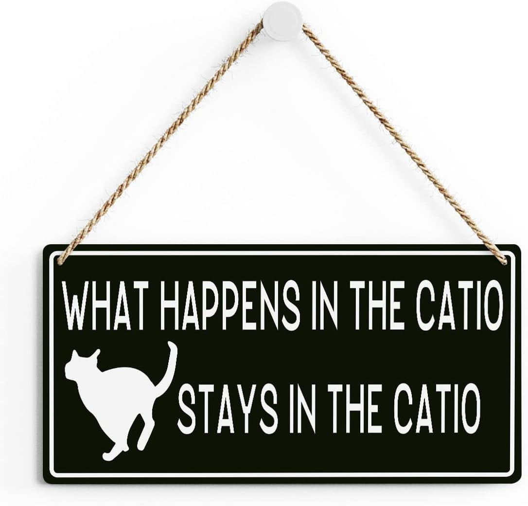 Rustic Cat Lovers Wood Decor Sign, What Happens in the Catio Stays in ...