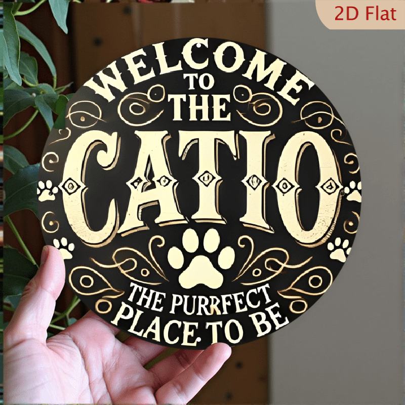 [Rustic Catio Sign] Rustic 1pc _Welcome to the Catio_ Sign - Round Wall ...