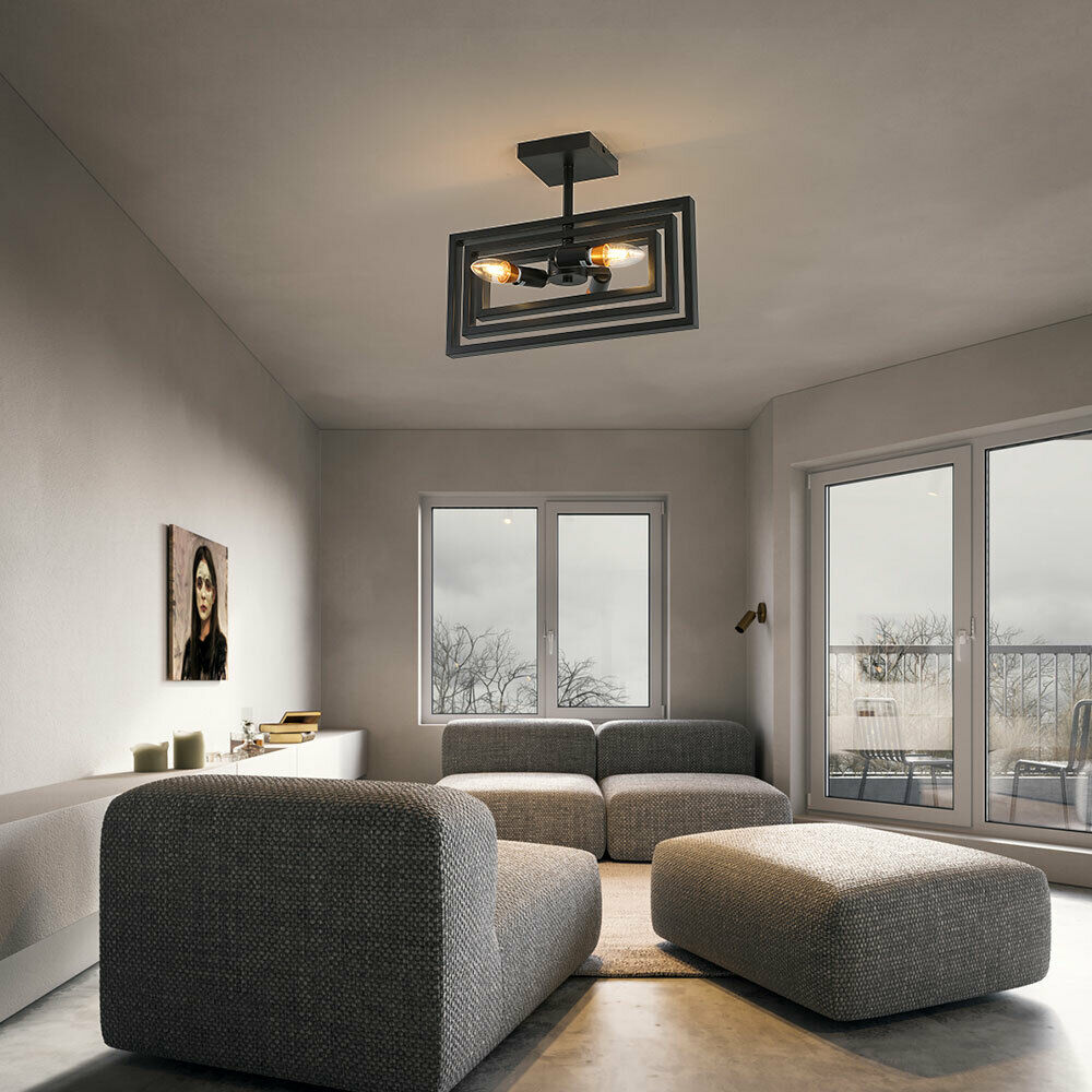 Rustic Ceiling Light with Adjustable Frame, Ceiling Light for Farmhouse ...