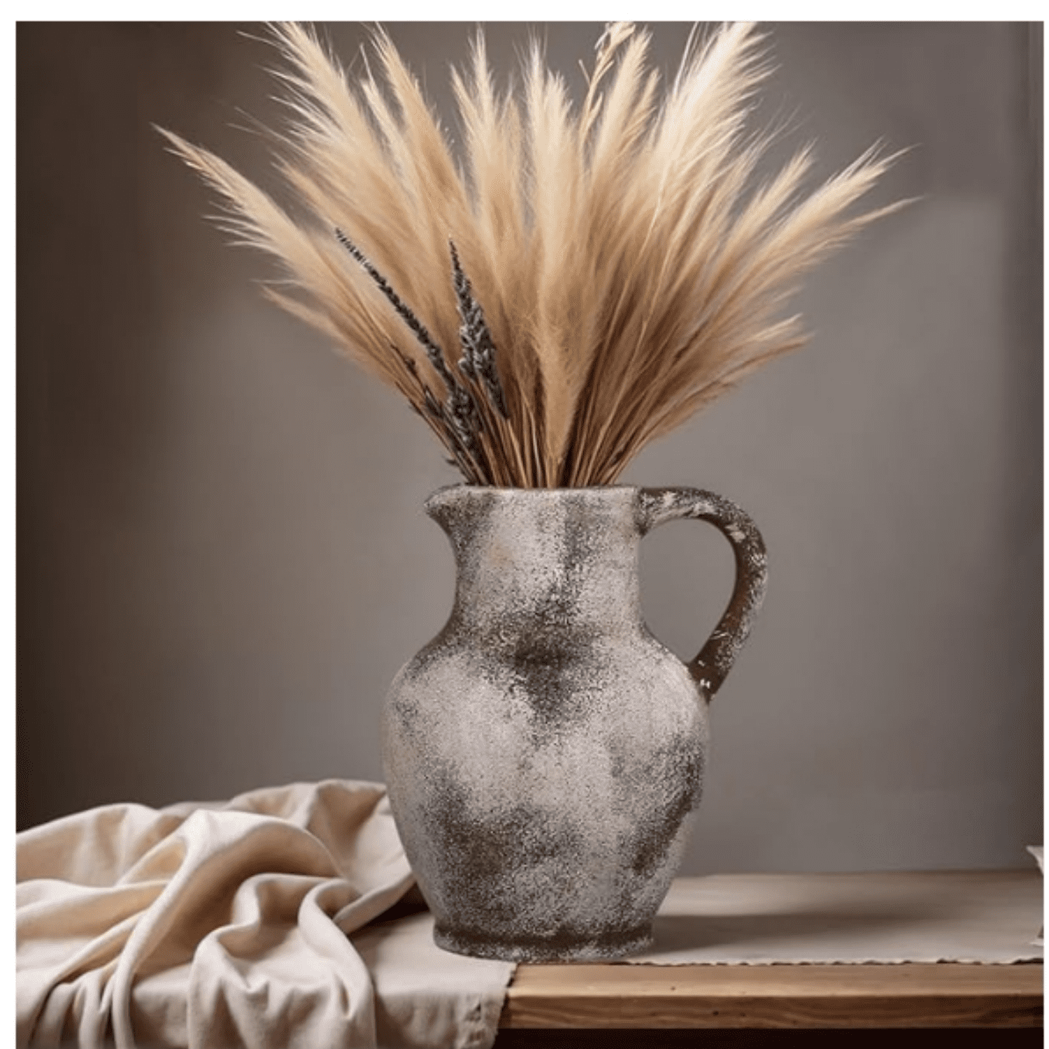 Ceramic Rustic Farmhouse Vase, 12.8" Large Rustic Black Pottery Vases ...
