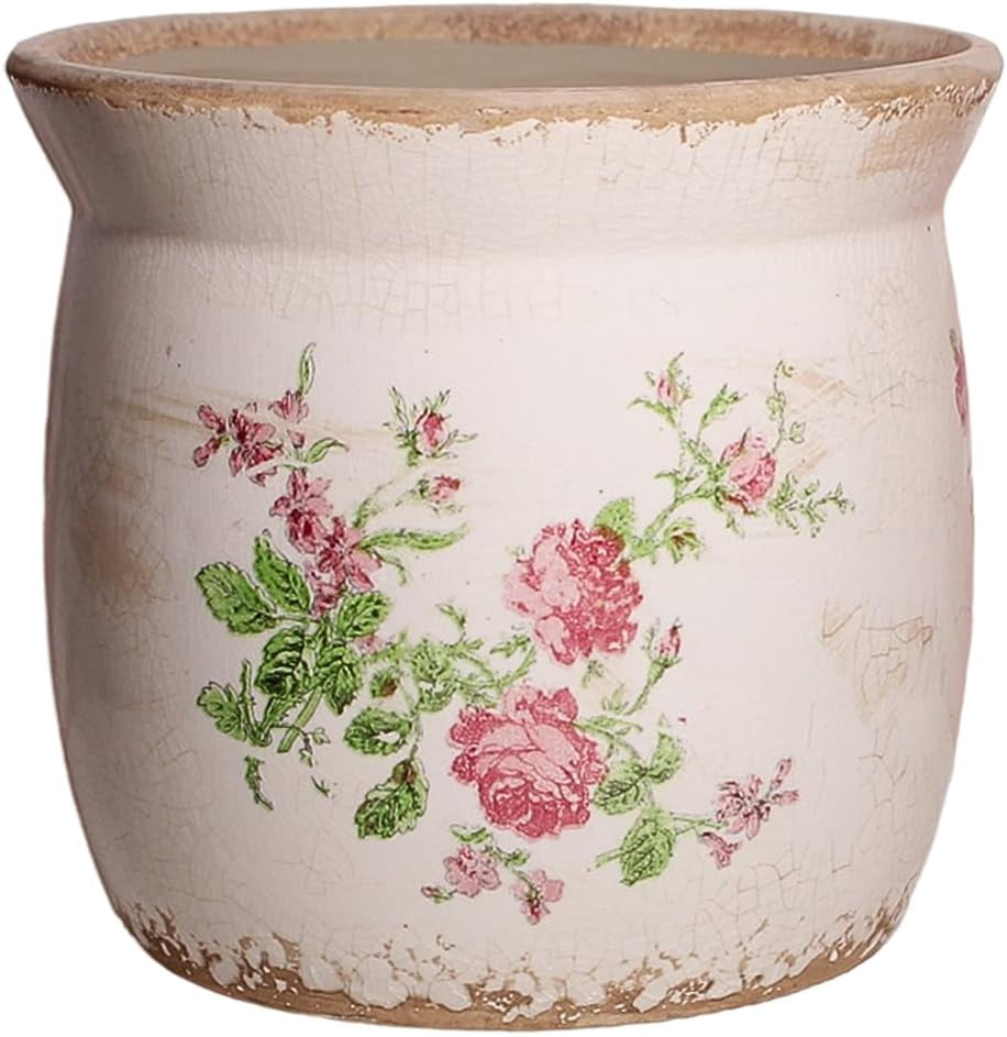 Rustic Ceramic Pots for Plants, 6.21in. Vintage Crackle Glazed Planters ...