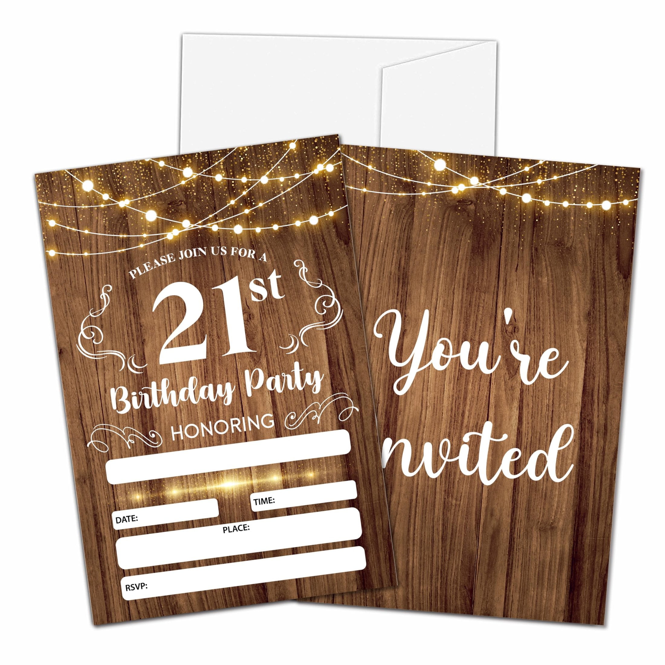 Rustic Charm 21st Birthday Invitations Set - Celebrate 21 Years with ...