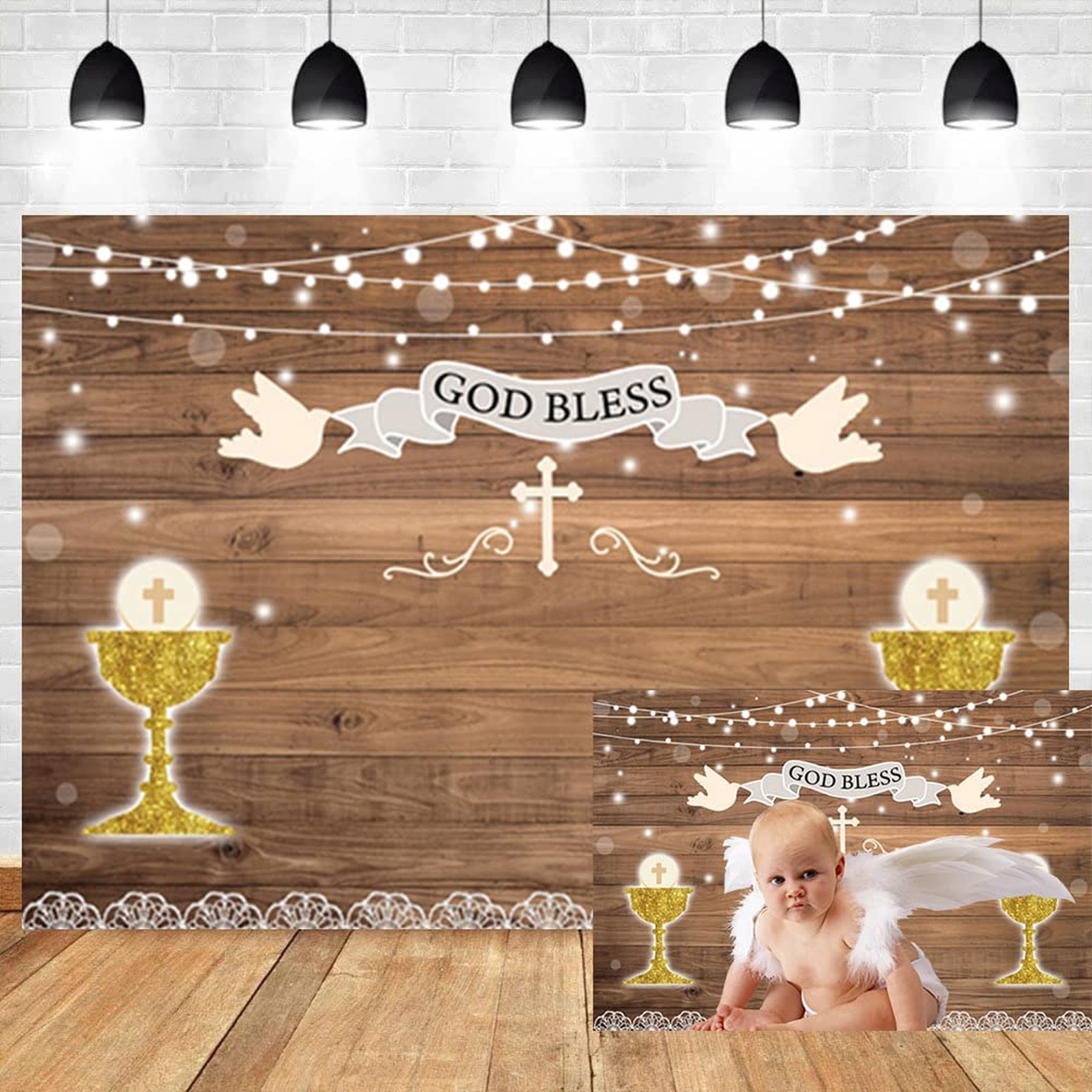 Rustic Charm Backdrop for First Holy Communion and Baptism Celebrations ...