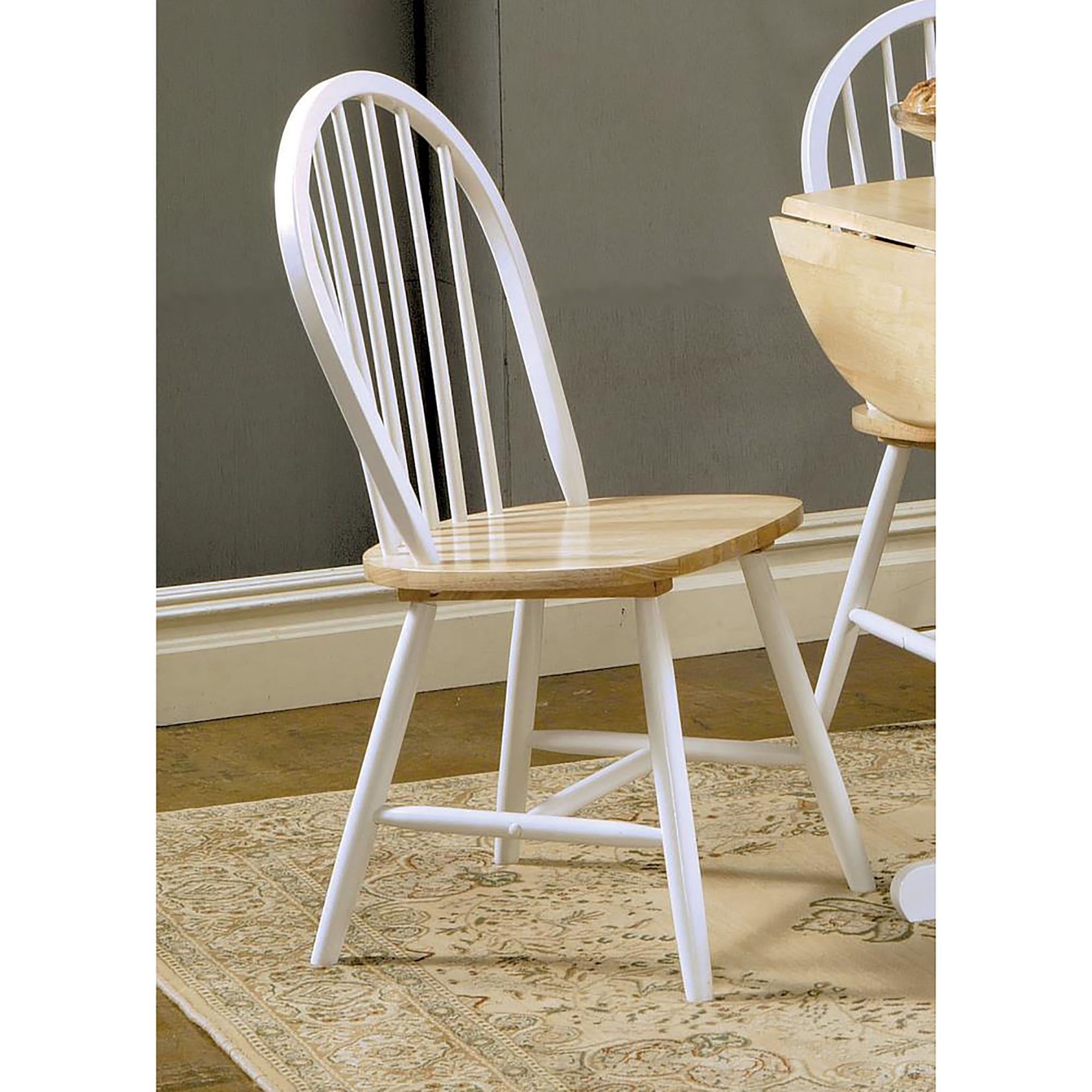 Rustic Charm Set of 4 Spindle Back Wooden Dining Chairs - Natural Brown ...