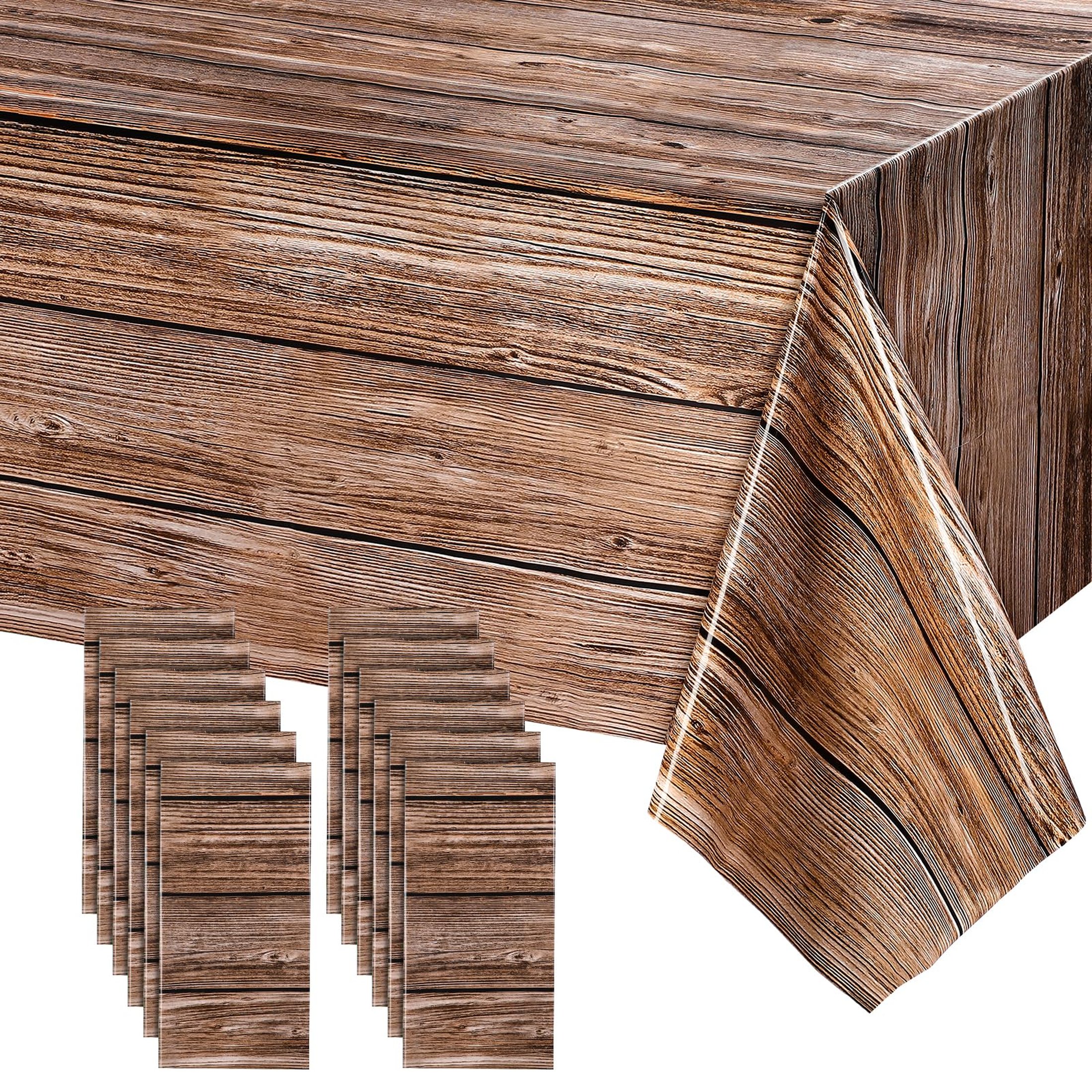 Rustic Charm Table Covers - Natural Wood Grain Design for Rectangle ...