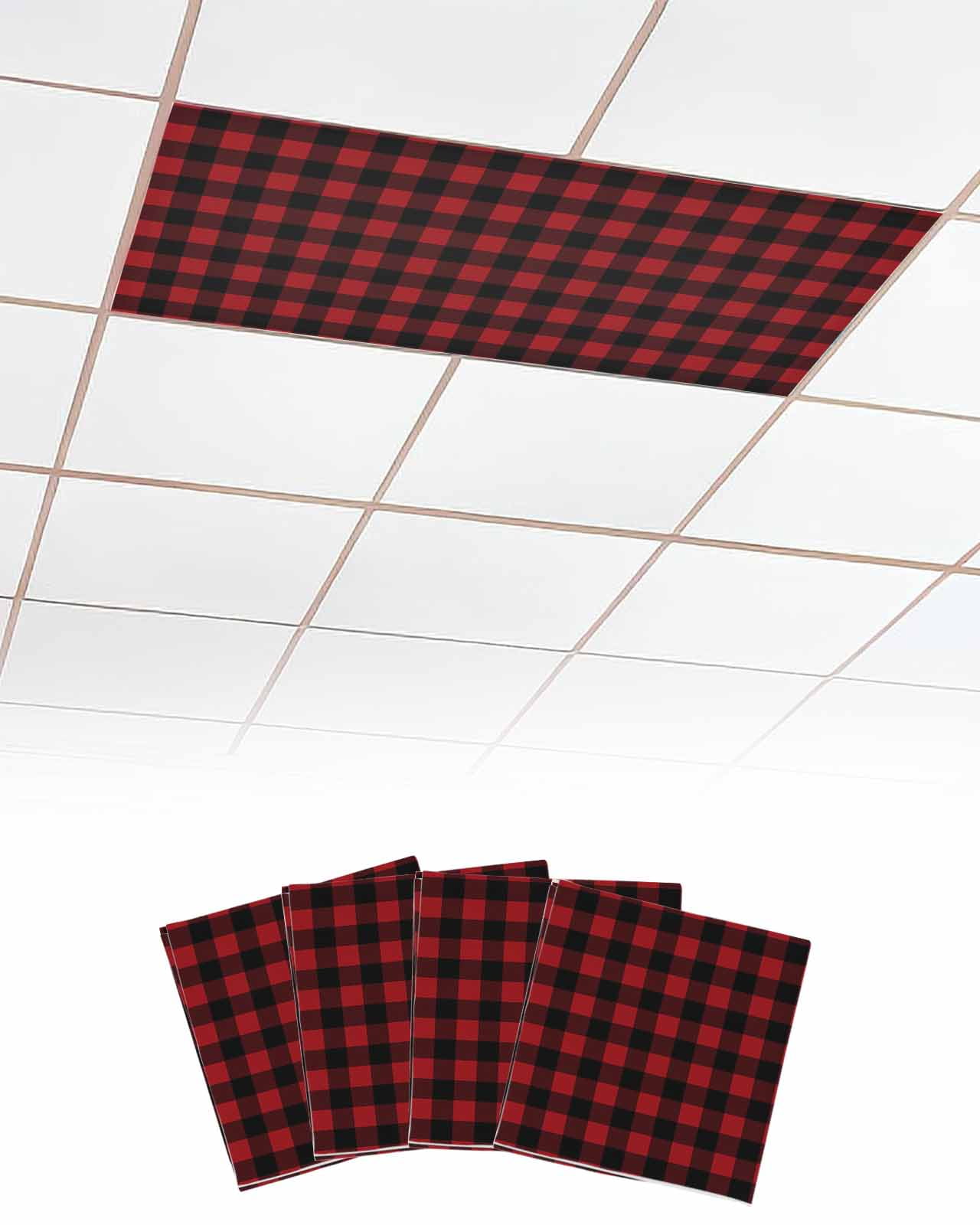 Rustic Checkered Fluorescent Light Covers for Ceiling Lights 4x2 feet ...