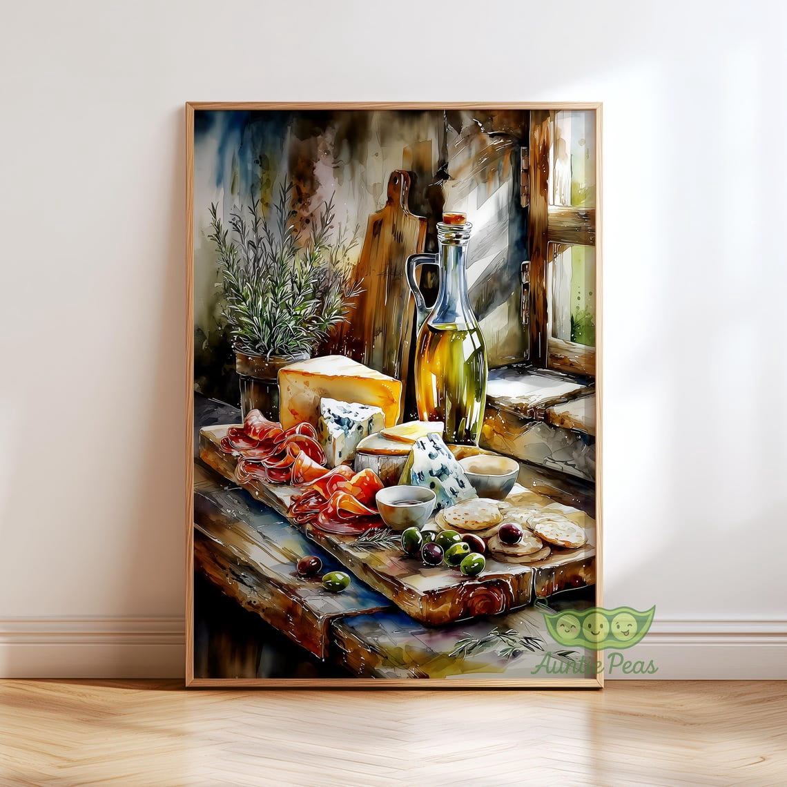 Rustic Cheese Board Wall Art Food Still Life Mediterranean Style ...