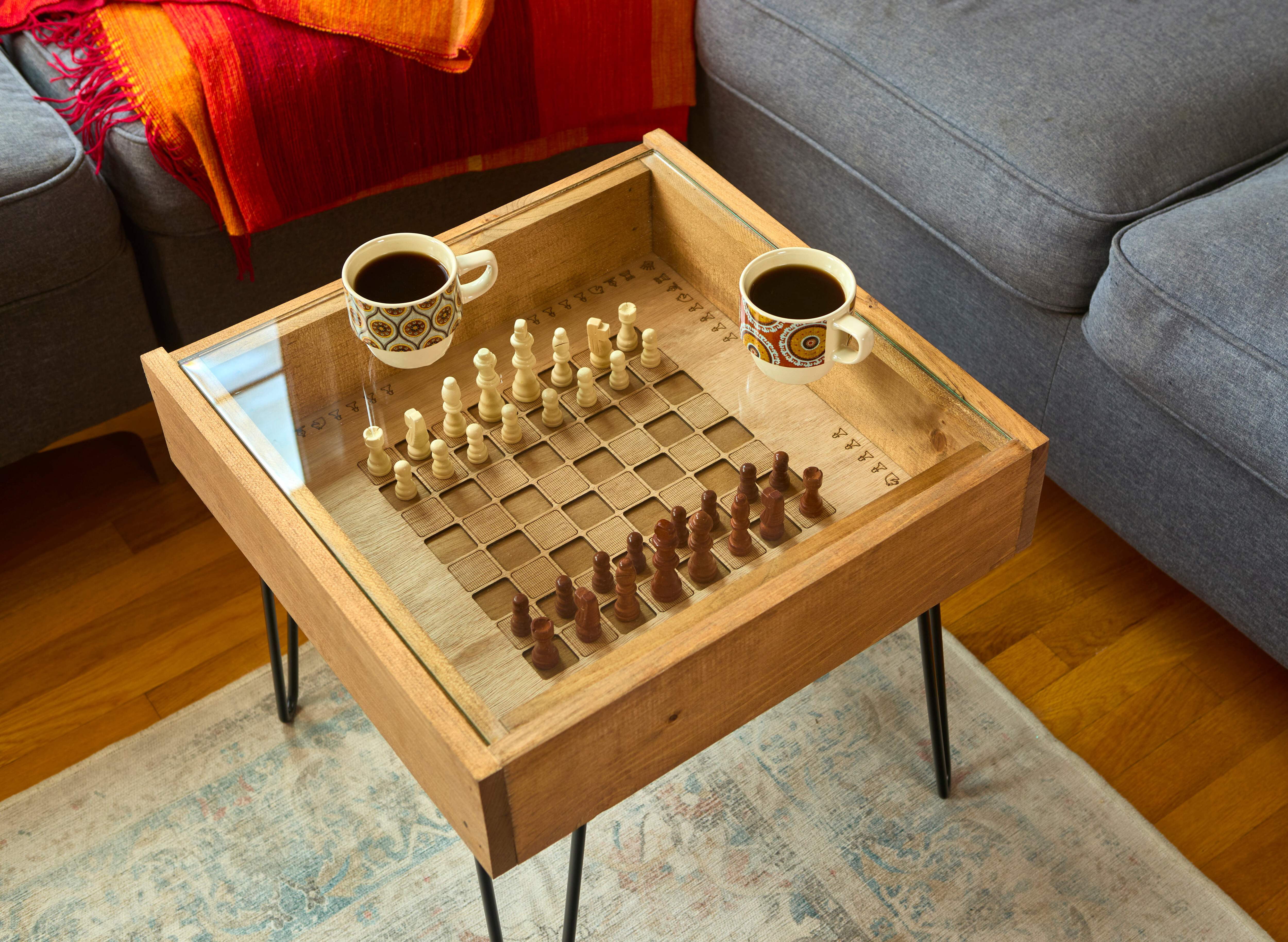 Rustic Chess and Checkers Table with removable glass top - chess and ...