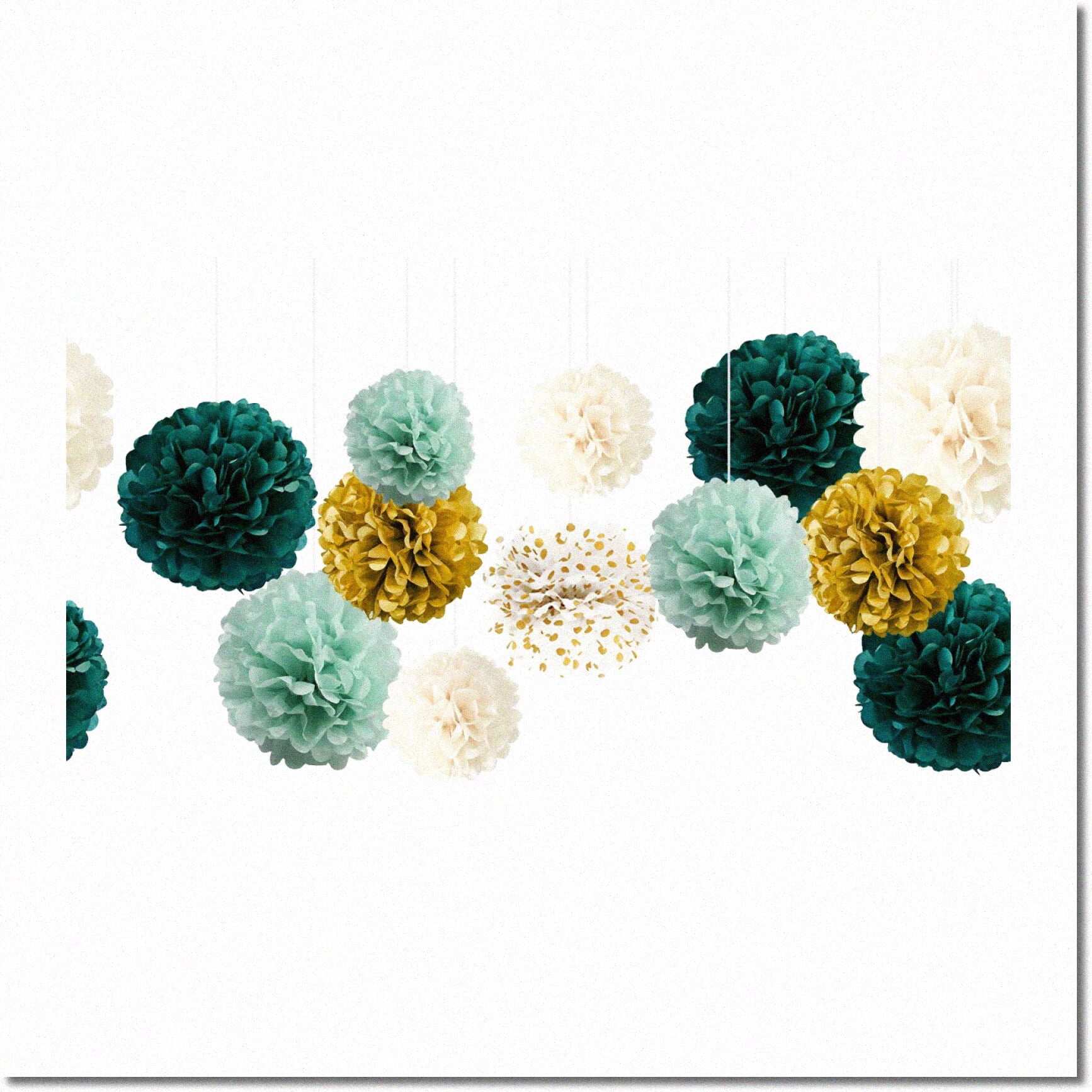 Rustic Chic Celebration Kit: 12 Green Ivory Tissue Pom Poms for ...