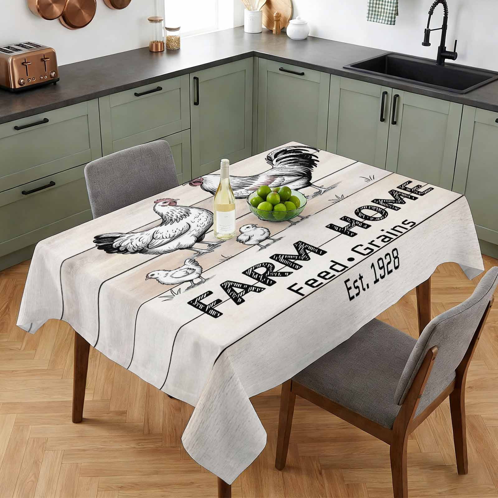Rustic Chicken Animal Farm Quote Table Cloth 52x70in, Waterproof ...