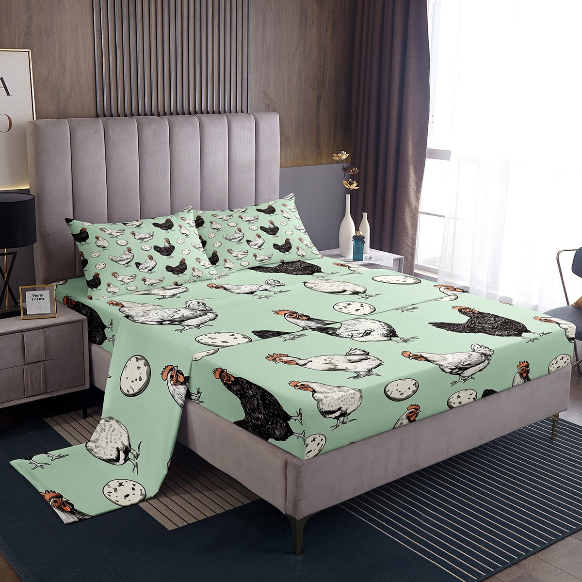 Rustic Chicken Bed Sheets Cute Chicken Egg Pattern Twin Bedding Set ...