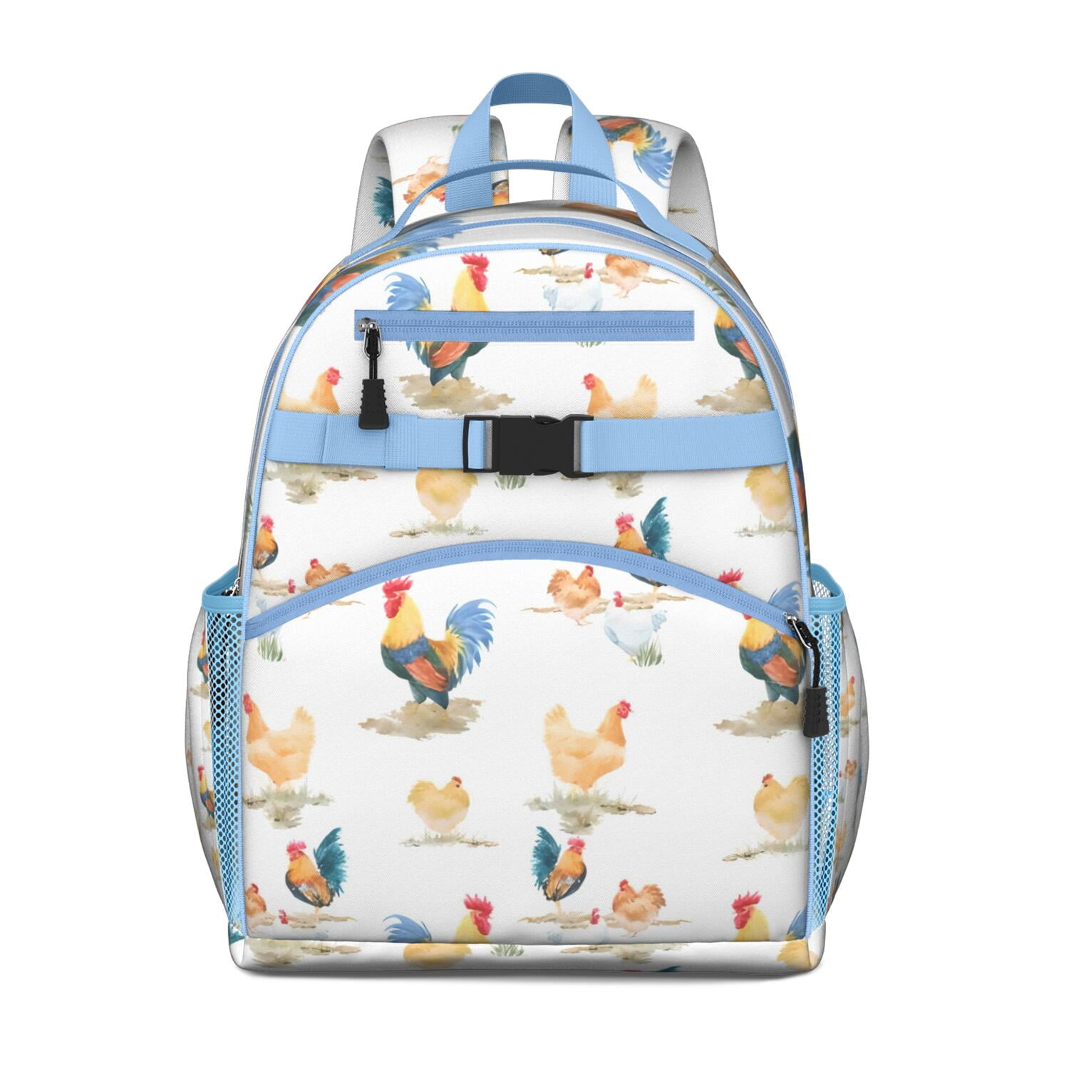 Rustic Chicken Farmhouse Backpack Vintage Rooster and Hen Print with Cute Chick Pattern for ...