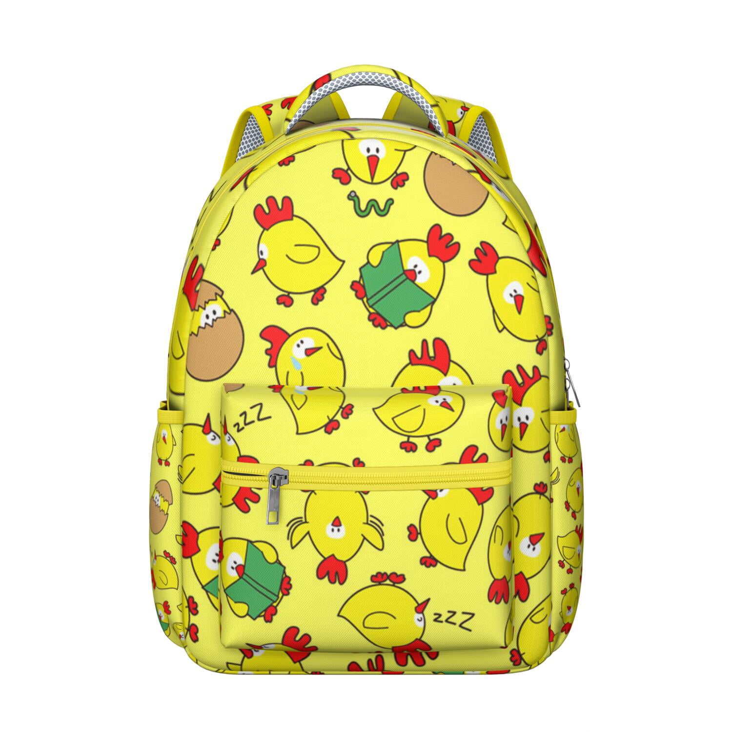 Rustic Chicken Print School Backpack Student Cartoon Egg Hen Chick Farm ...