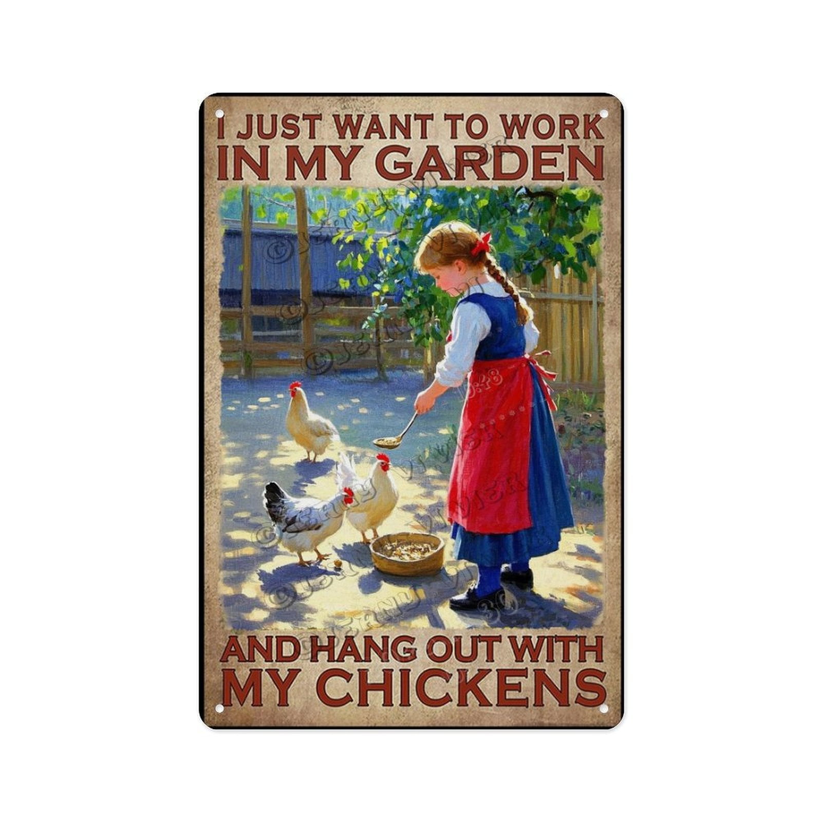 Rustic Chicken Sign – I Just Want To Work In My Garden And Hang Out ...