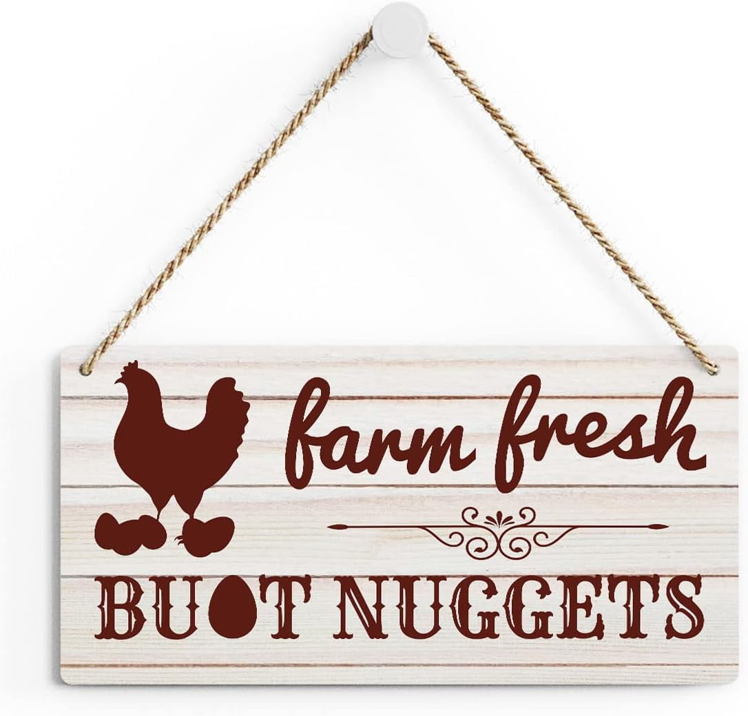 Rustic Chicken Wood Decor Sign, Farm Fresh Chicken Printed Wood Sign ...