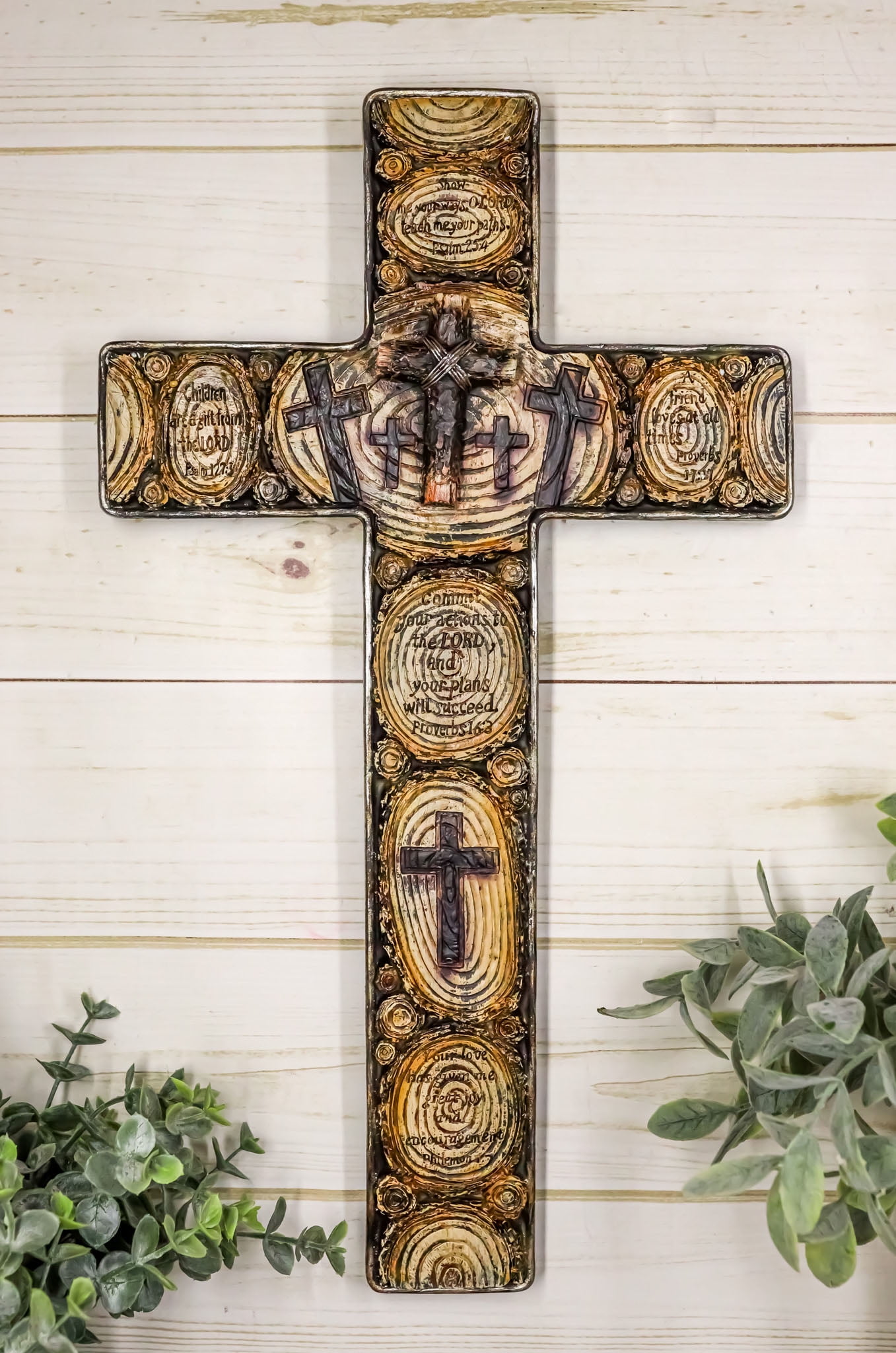 Rustic Christian Inspirational Bible Verses Layered Tree Rings Wall ...