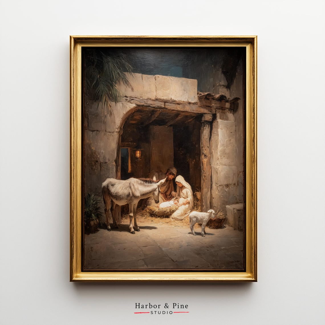 Rustic Christmas Nativity Scene, Holy Family Under Lantern Light, Baby ...
