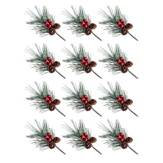Rustic Christmas Pine Cone & Berry Decoration Set,12 Pieces for Holiday ...