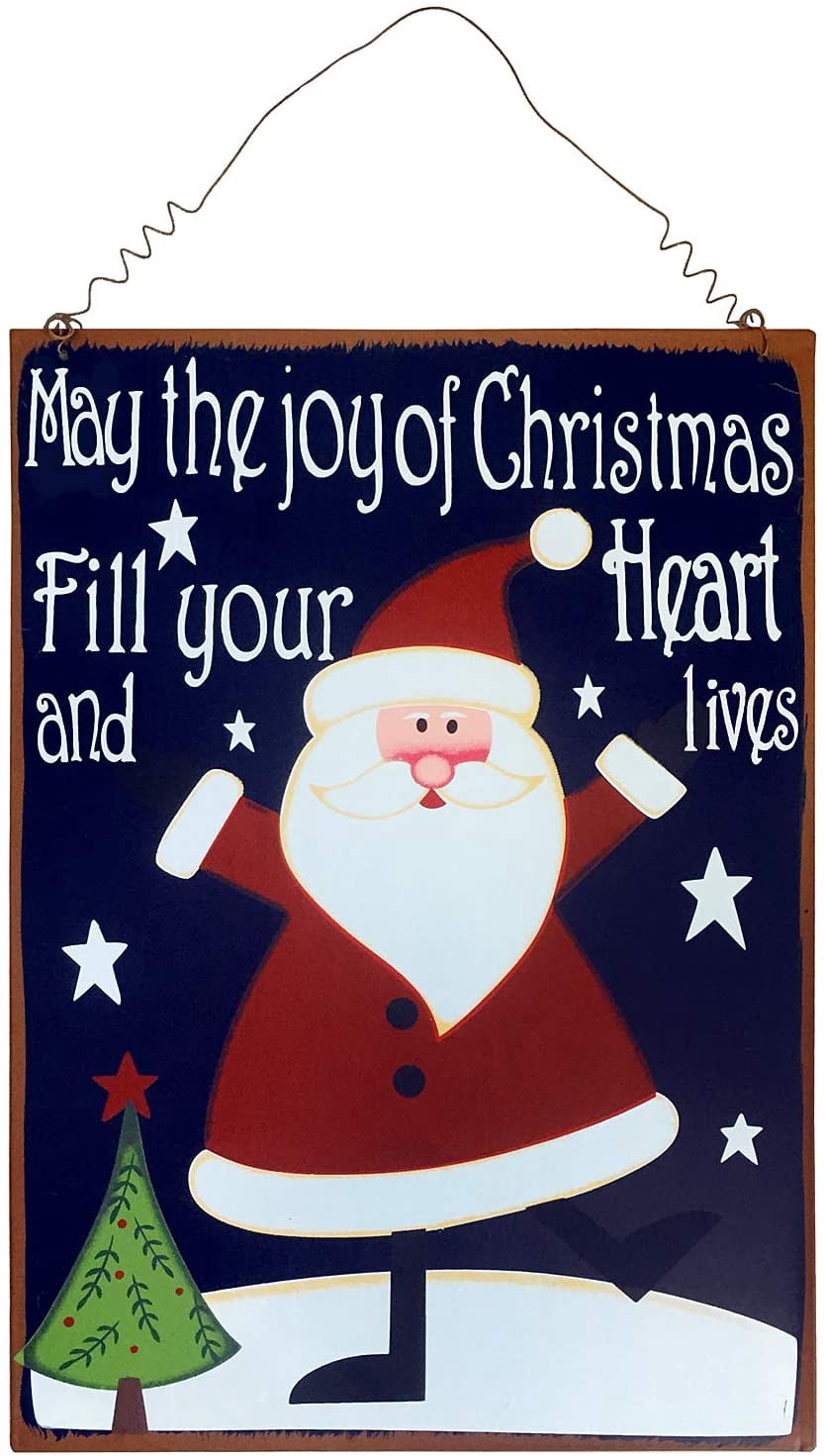 Rustic Christmas Sign Decor Metal Plaque Hanging Wall Art Sign, 12.5" x ...