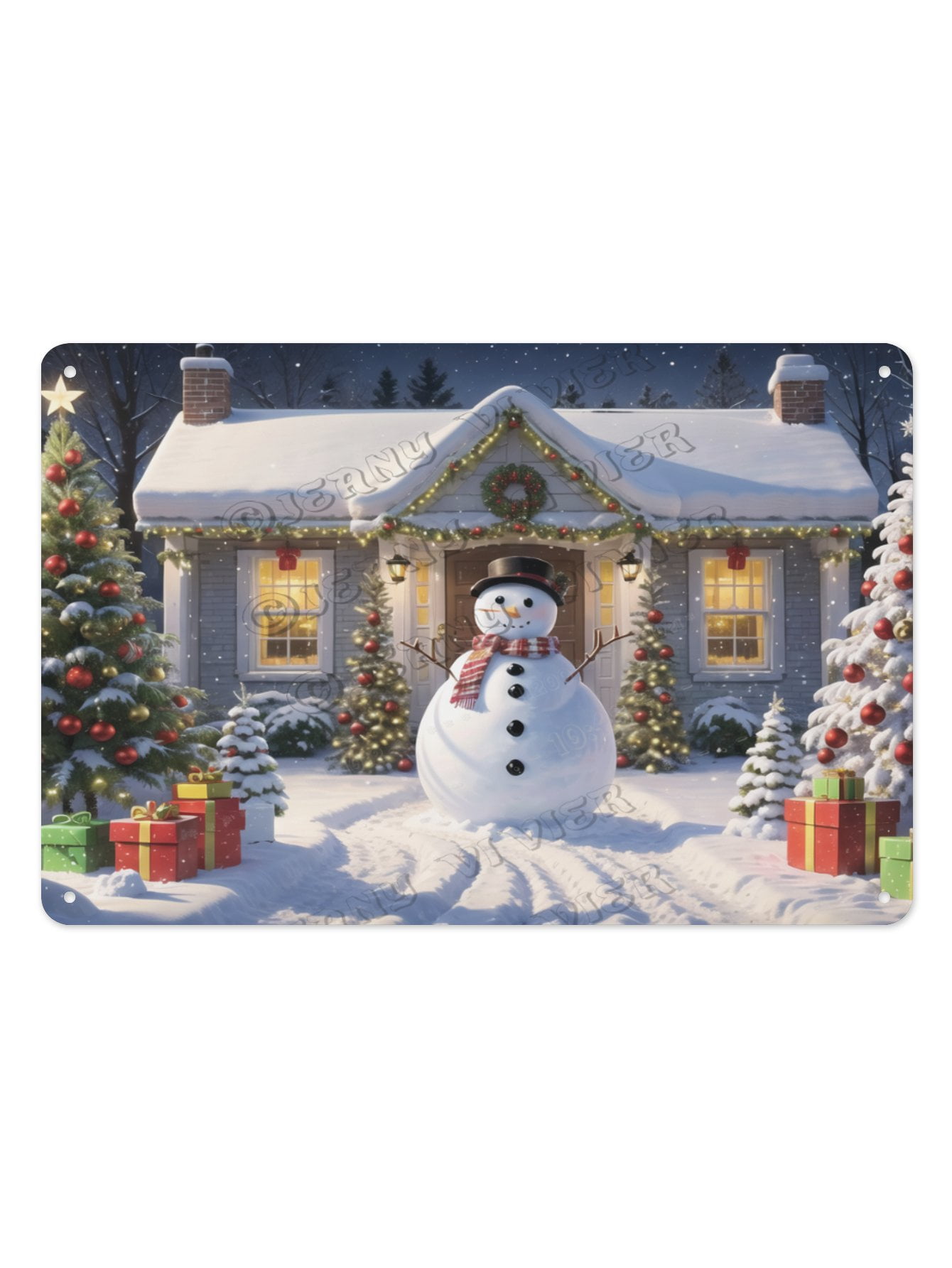 Rustic Christmas Snowman Aluminum Metal Sign, 12 x 16 Inches, Adds a ...