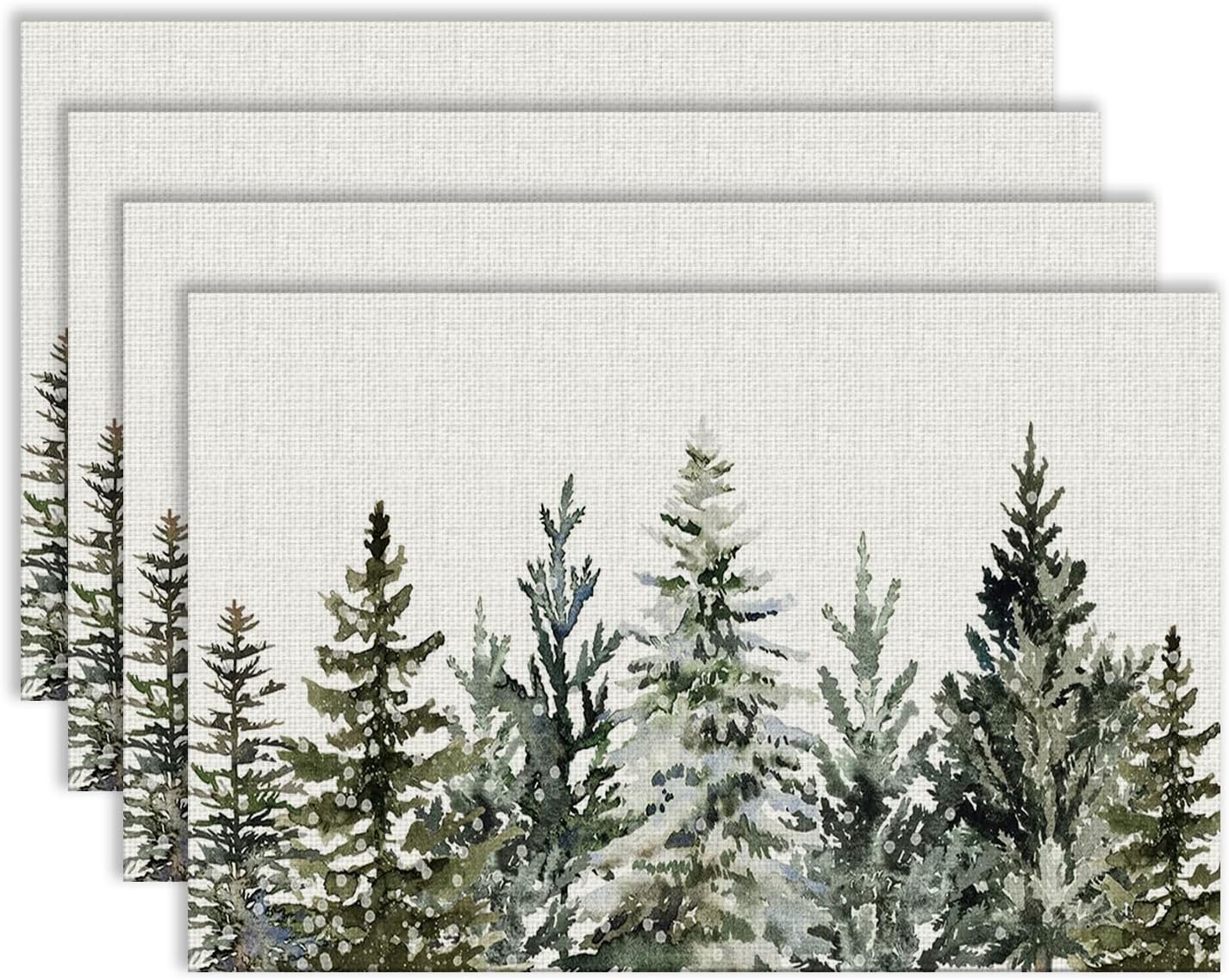 Rustic Christmas Tree Placemats, Winter Woodland Christmas Xmas Table ...