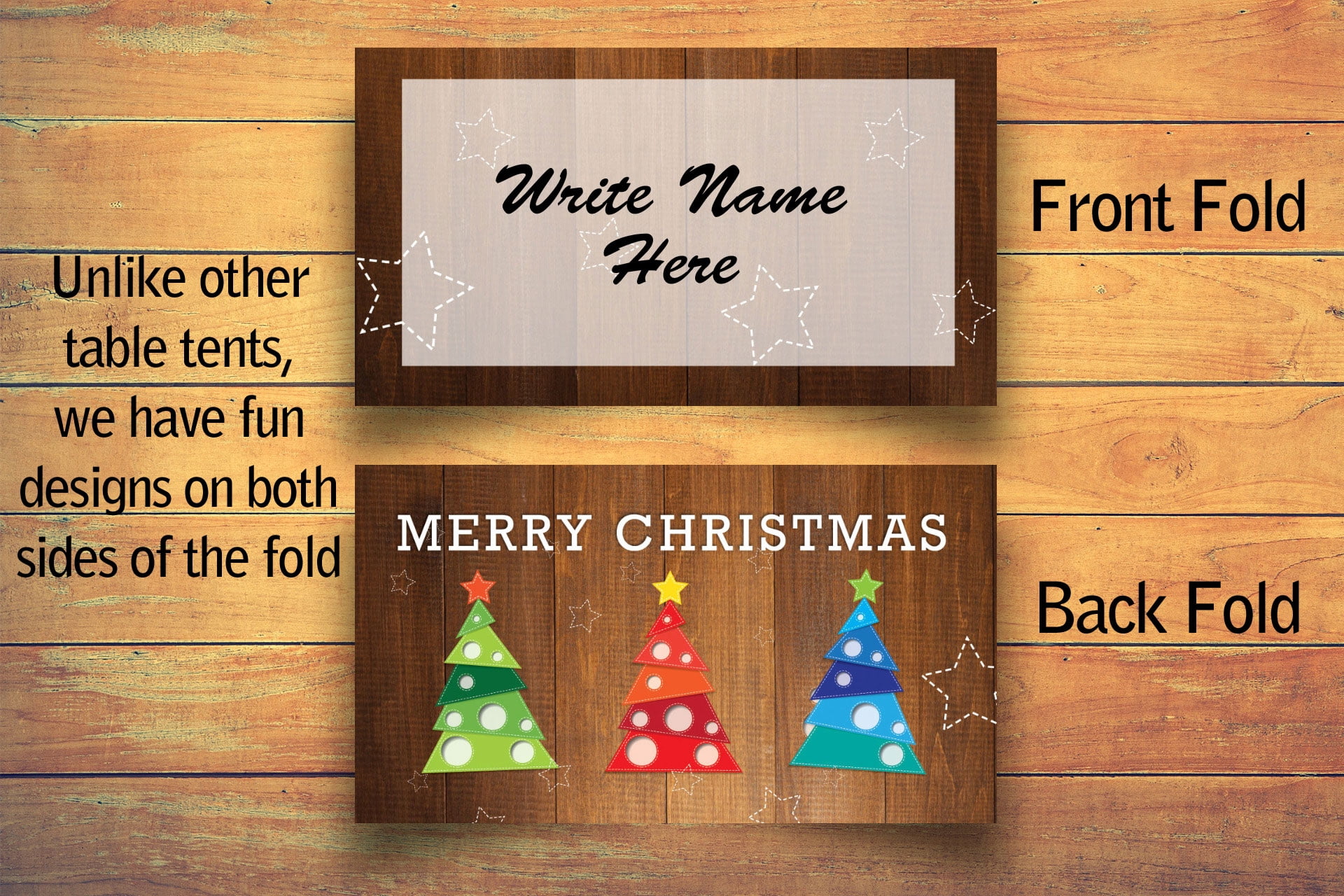 Rustic Christmas Tree Table Tent Place Cards - 25 Rustic Christmas Tree ...