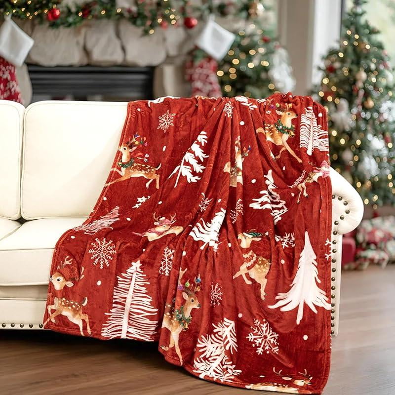 Rustic Christmas Tree Throw Blanket , Vintage Holiday Decor,Super Soft ...
