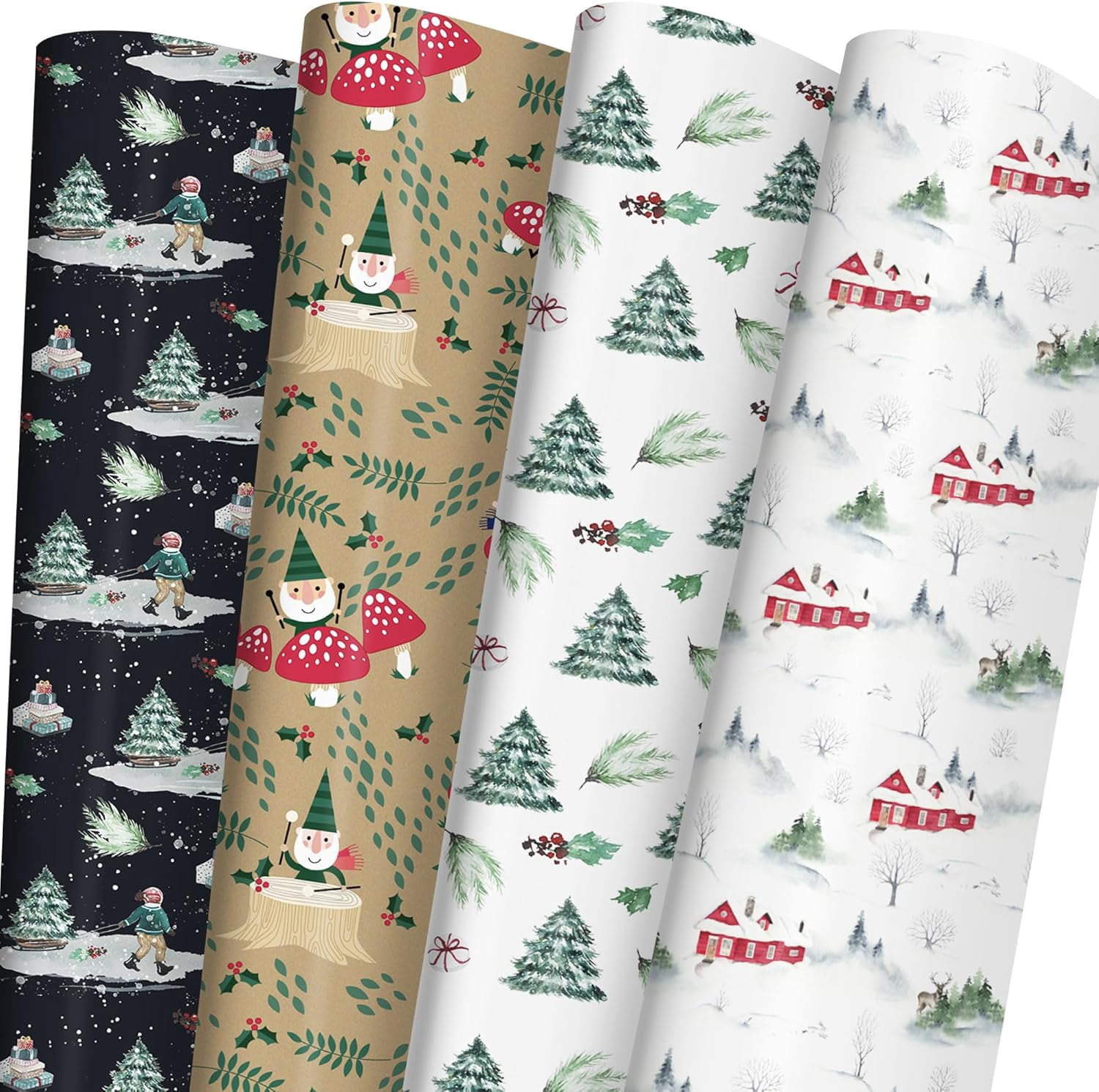 Rustic Christmas Wrapping Paper for Kids, Adults - Winter Xmas ...