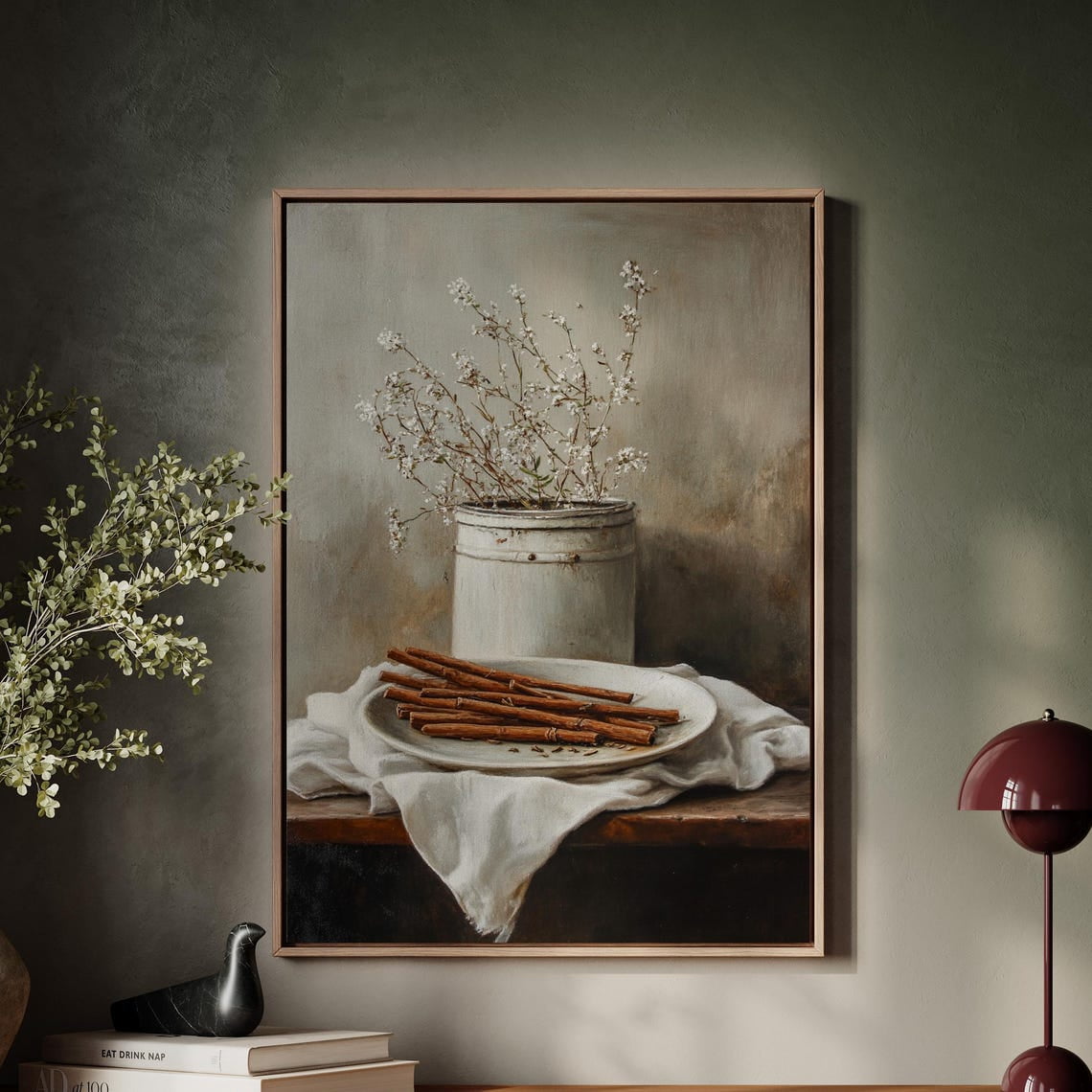 Rustic Cinnamon Still Life Print, Vintage Kitchen Wall Art, Farmhouse ...