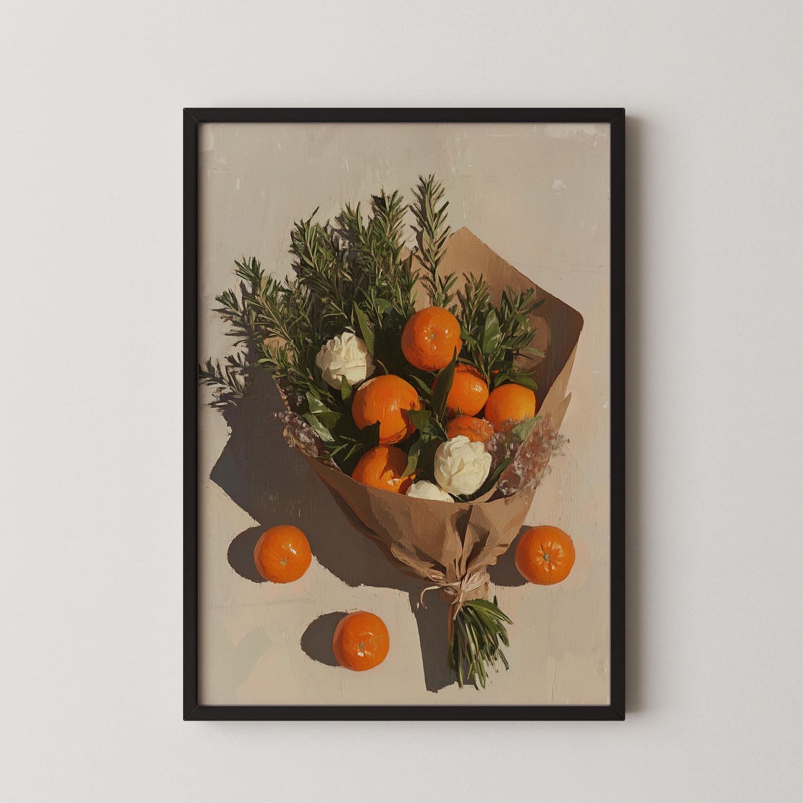 Rustic Citrus Bouquet Wall Art Warm Still Life Orange Print Modern ...