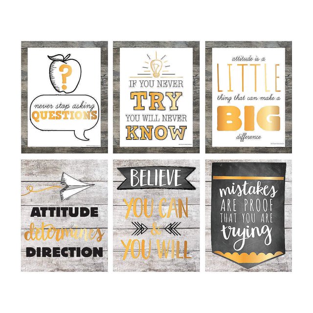 Rustic Classroom Poster Set - Educational - 6 Pieces - Walmart.com