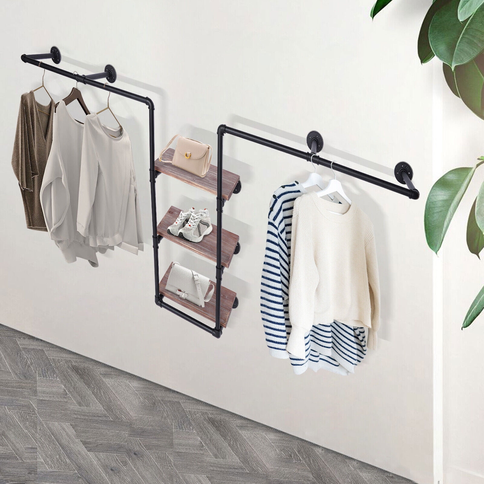 Rustic Clothing Rack, Garment Hanging Pipe, Industrial Pipe Clothing ...