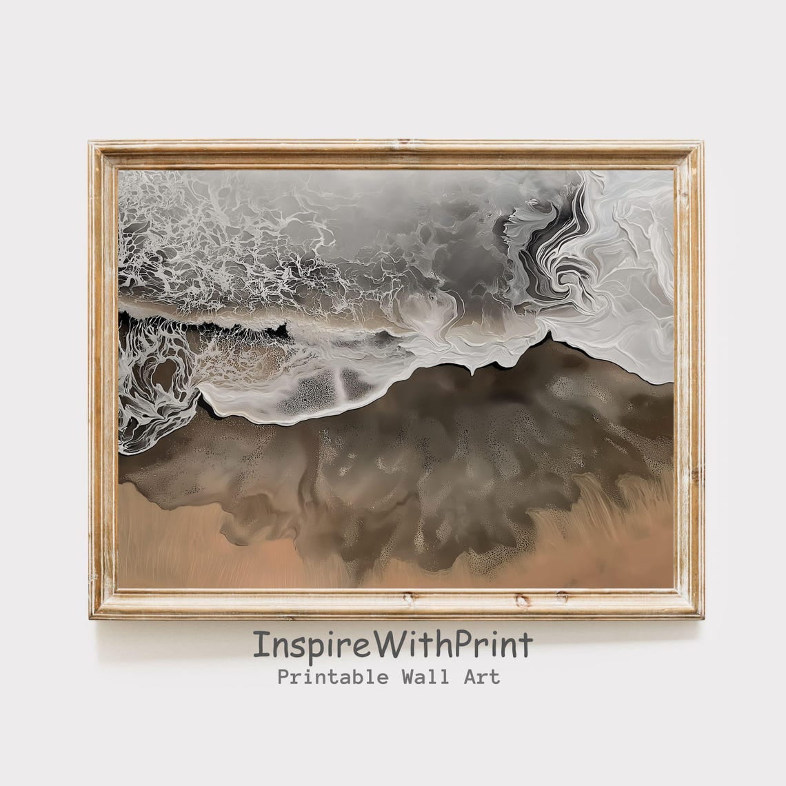 Rustic Coastal Landscape Wall Art, Boho Beach Poster Moody Ocean Wave ...