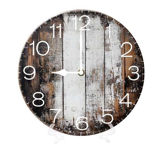 Rustic Coastal Round Wall Clock Battery Operated Silent Noiseless ...
